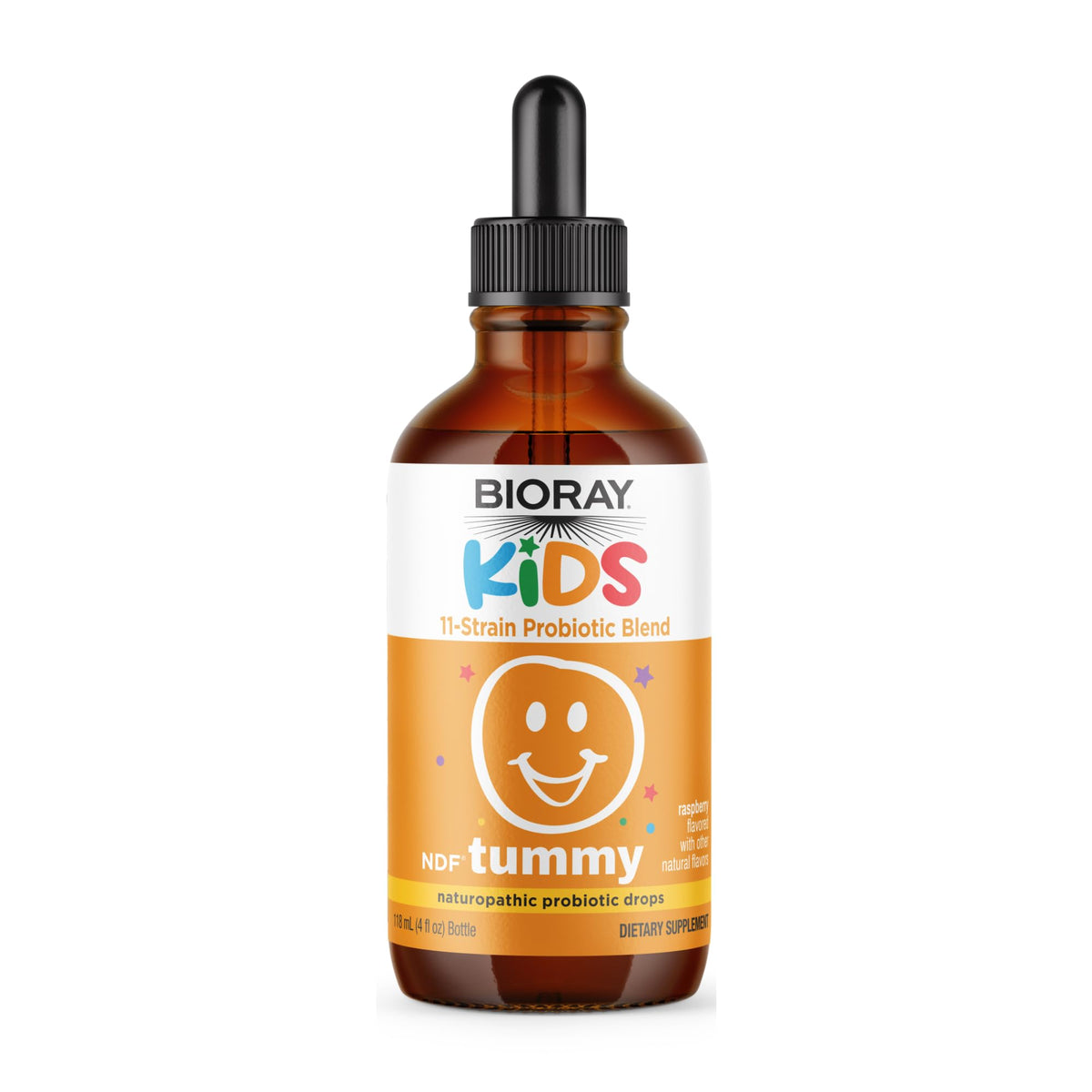 BIORAY Kids NDF Tummy, Raspberry - 4 fl oz (120 mL) - 11-Strain Probio – Under Yours