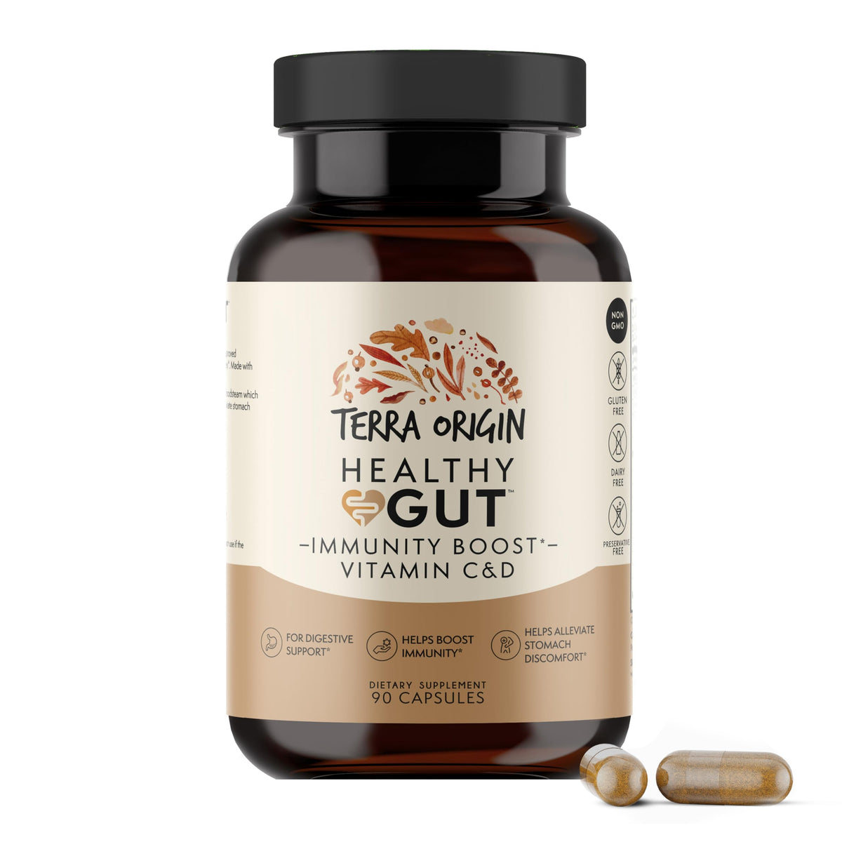 TERRA ORIGIN Healthy Gut Capsules with Immunity Boost | 90 Capsules | – Under Yours