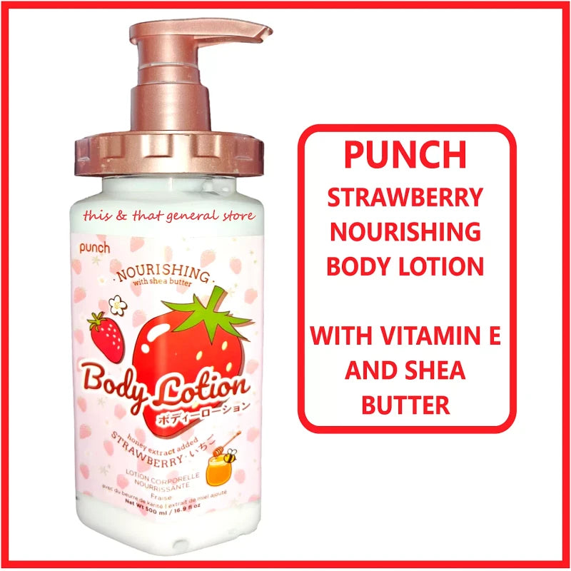 PUNCH Strawberry Smoothing Body Lotion with Honey Extract & Shea - 16 ...