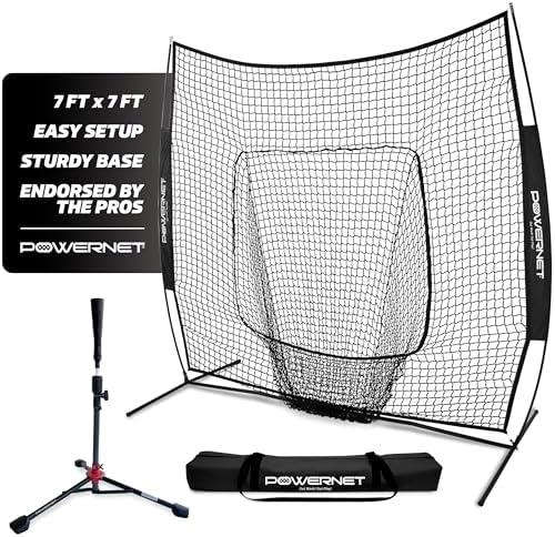 Powernet Baseball Softball Practice Net 7x7 With Baseball Accessories