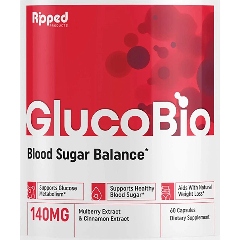 Ripped Gluco Bio GlucoBio Blood Health Support Dietary Supplement -60 ...