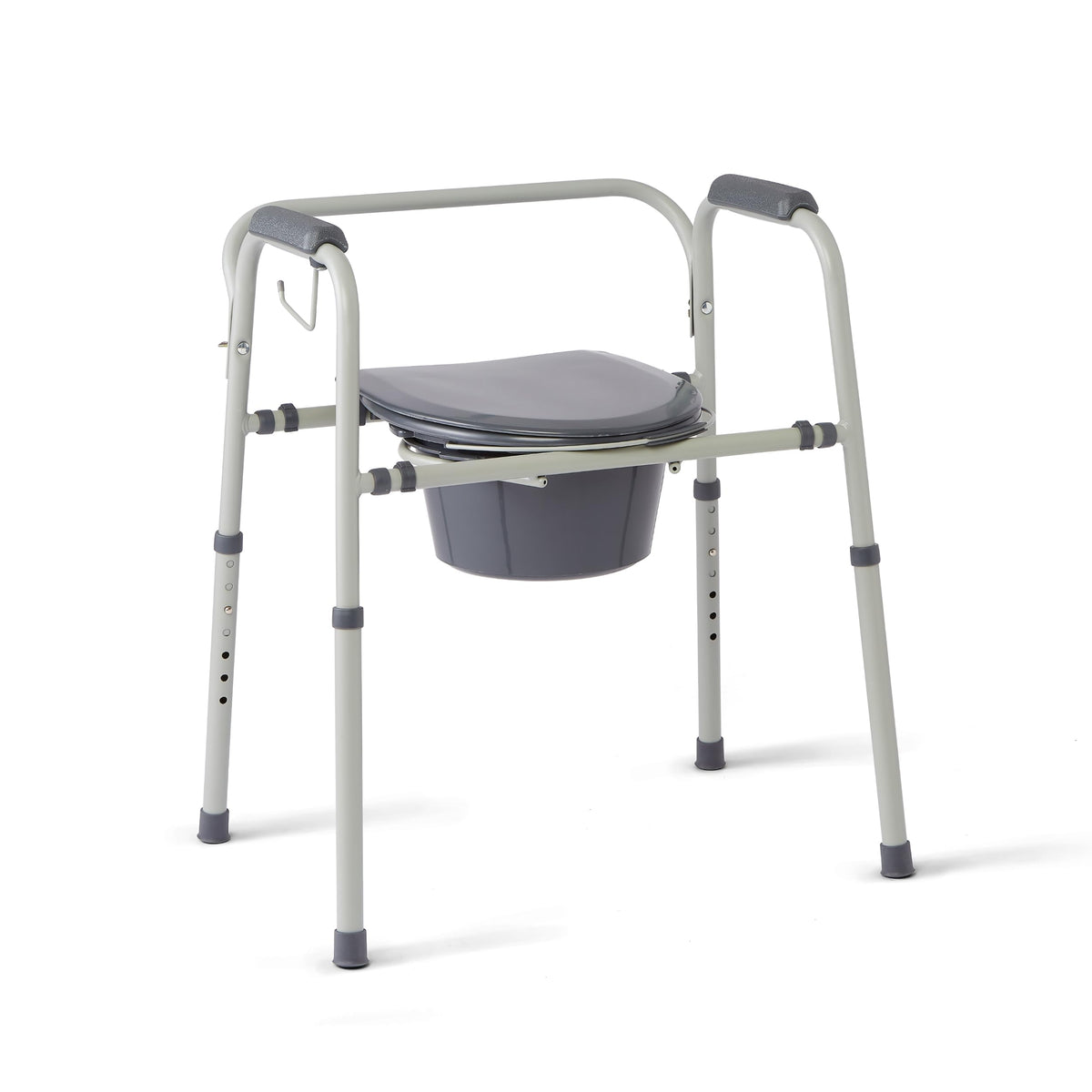Medline 3-in-1 Steel Adjustable Bedside Commode w/ Microban Protection ...