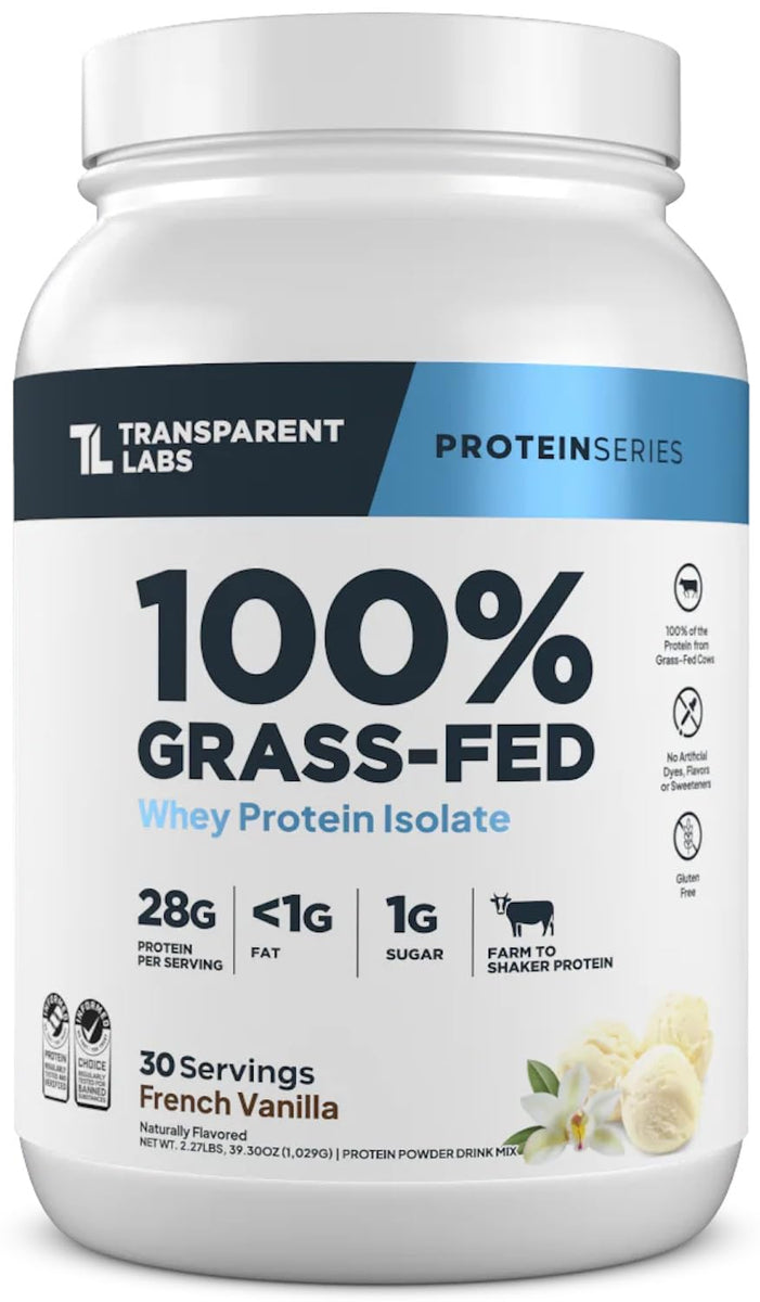 Transparent Labs Grass-Fed Whey Protein Isolate - Naturally Flavored ...