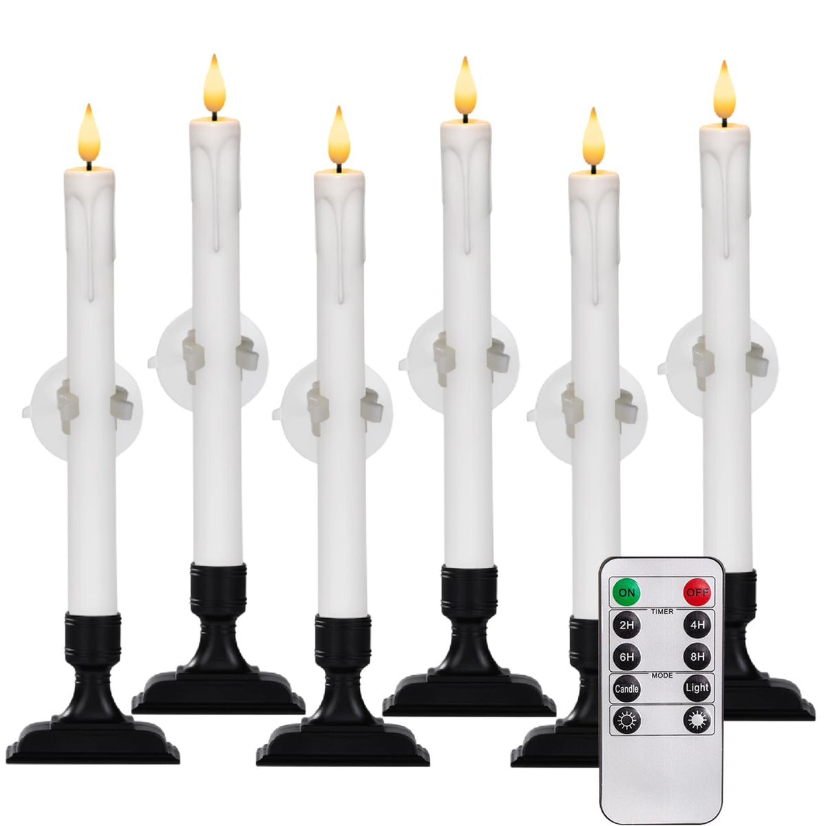 Homemory 6 Pcs Window Candles with Remote Timer Dimmer, Battery Operat ...