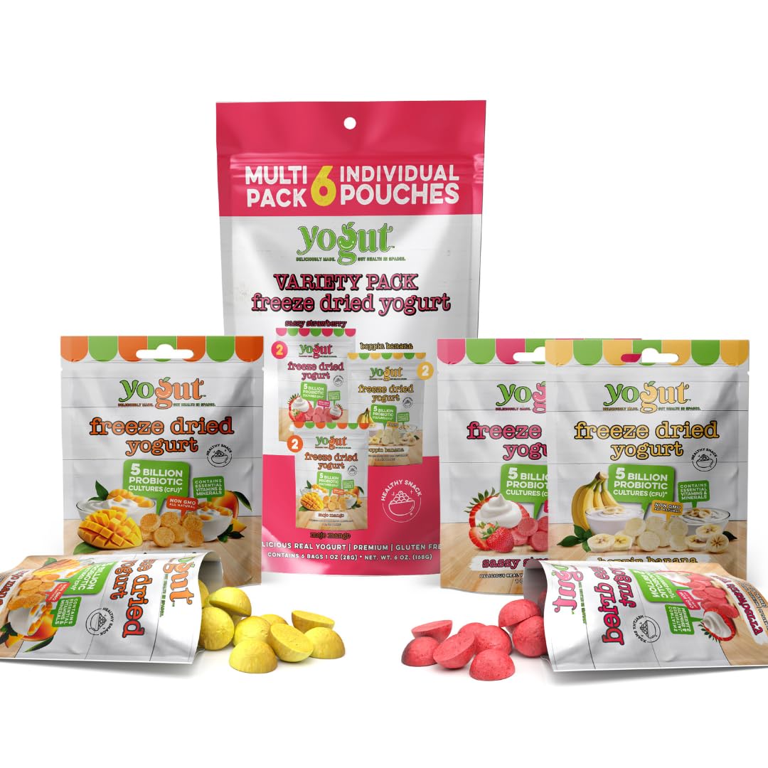YoGut Freeze Dried Yogurt Snack, Variety Pack, 6 Pack, Healthy Snacks ...