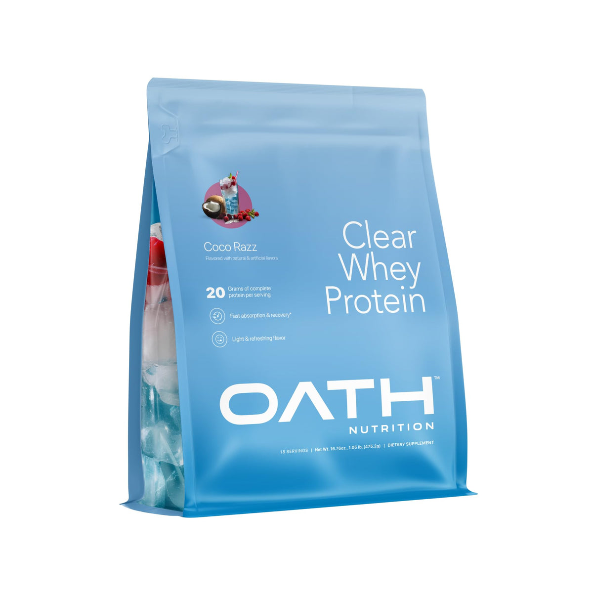 Oath Nutrition Clear Whey Isolate Protein Powder, Coco Razz, 20g Compl ...
