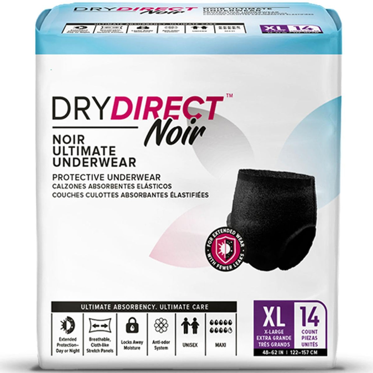 Dry Direct Noir Ultimate Protective Underwear (XLarge - Pack of 14) by ...