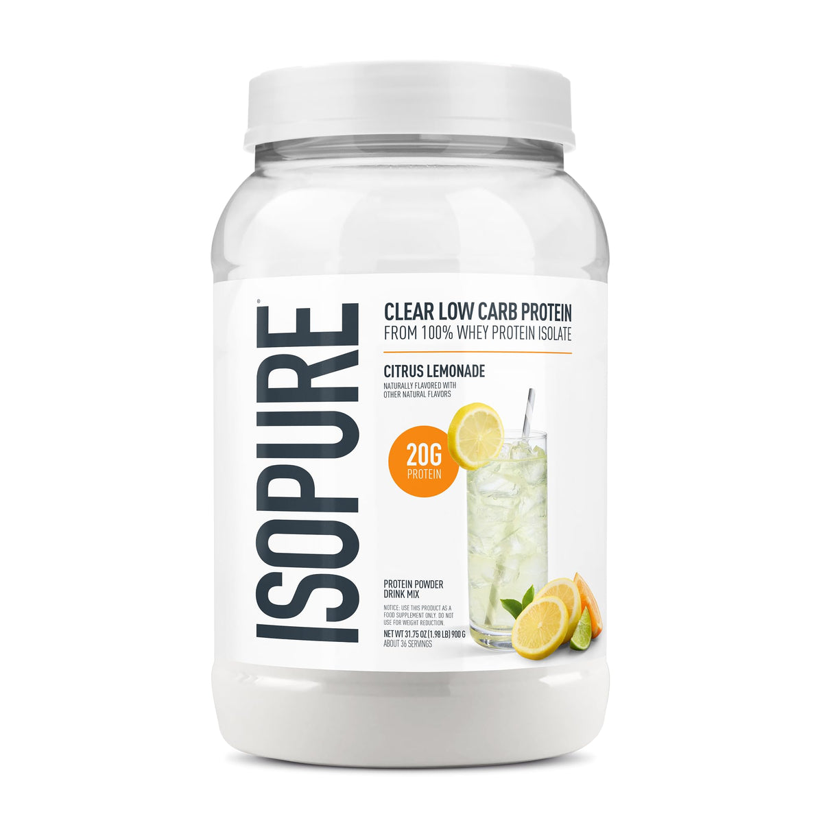 Isopure Clear Whey Isolate Protein Powder Infusions, Lactose Free, Glu ...
