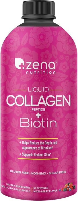 Zena Liquid Collagen Peptides + 5000mcg Biotin for Women & Men - Promo ...