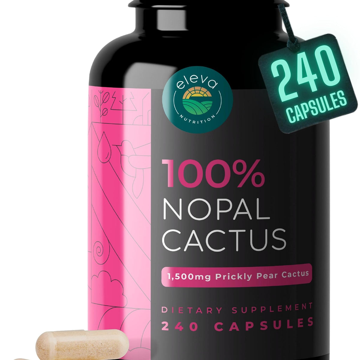 Nopal Cactus Capsules 1500mg- Organic Sun-Dried Prickly Pear Cactus Fr ...