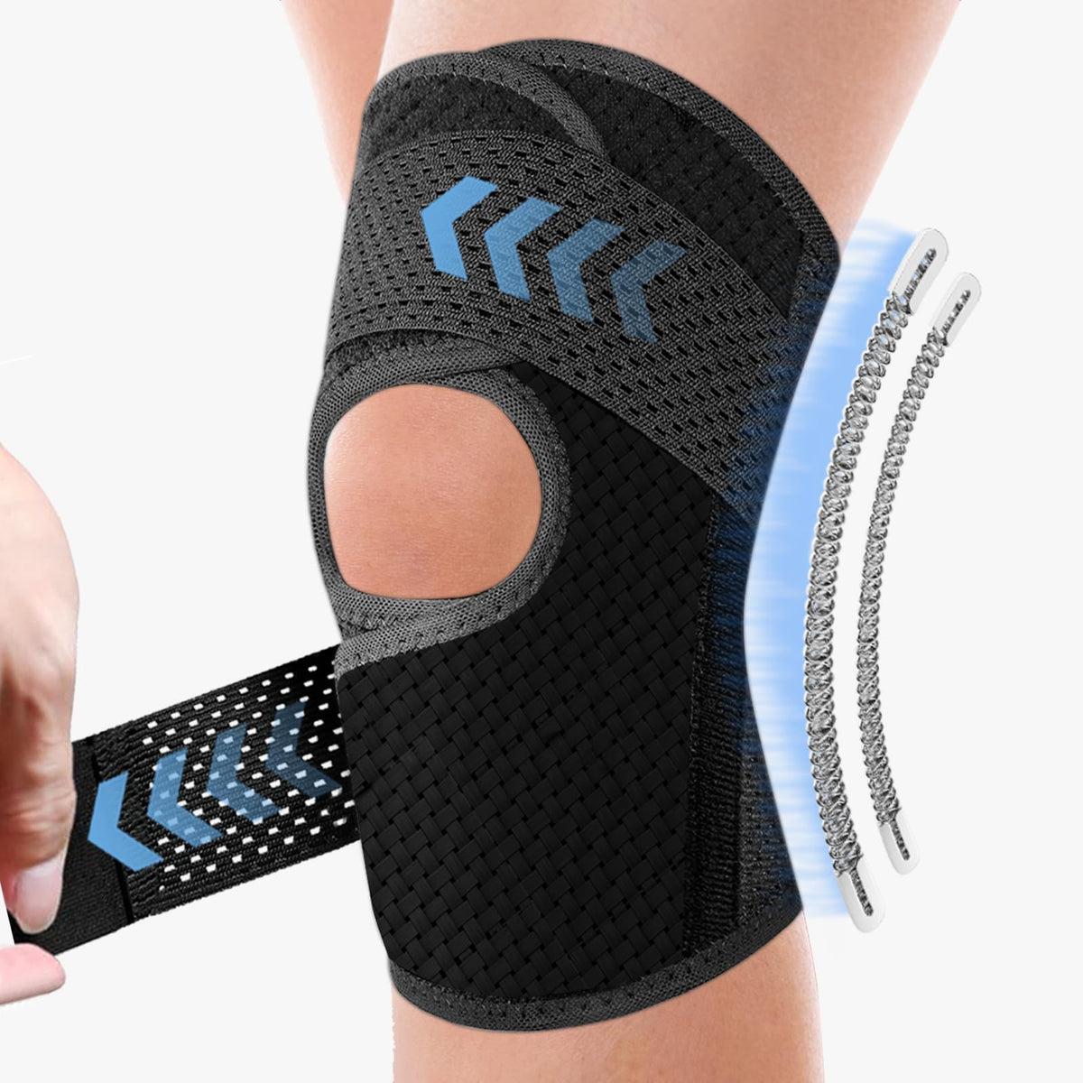 Ultra-Thin Knee Brace with Side Stabilizers for Women & Men, Adjustabl ...