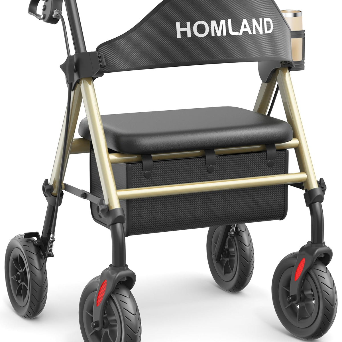 HOMLAND Walkers for Seniors with Seat, Foldable Rollator Walker, Reinf ...