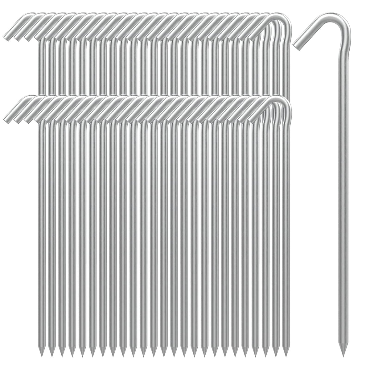 AAGUT Tent Stakes Heavy Duty Metal 9 Inch, 50 Pack Rust-Resistant Galv ...