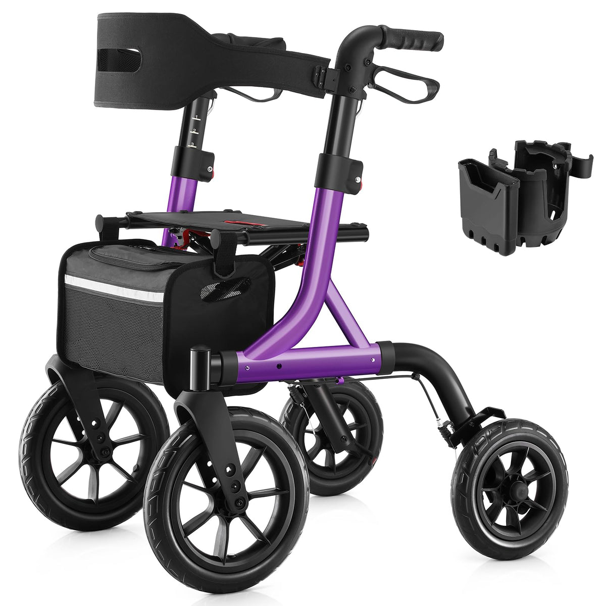 MAXWALK Walkers for Seniors, Rollator Walker with Seat, 12" Big Rubber ...