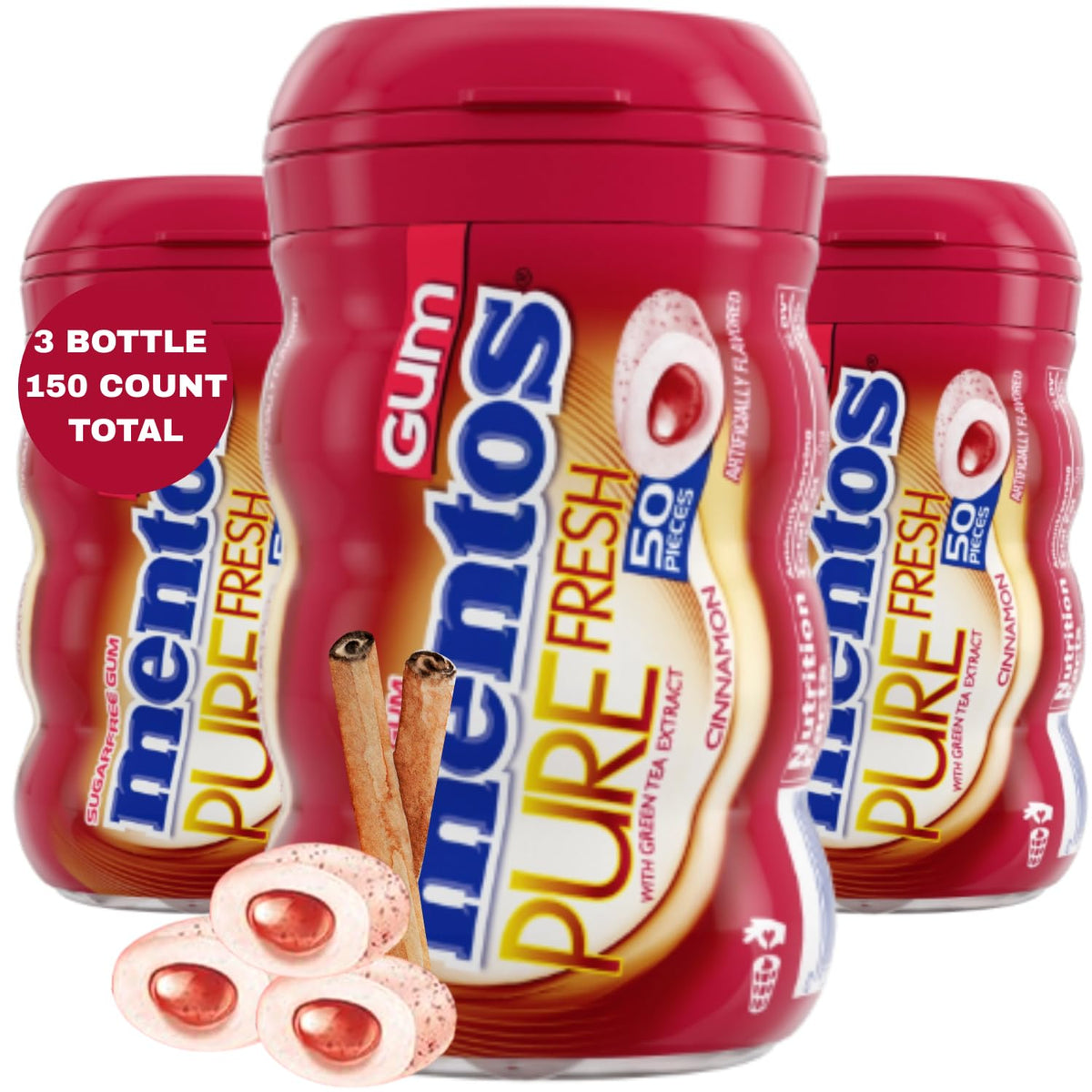 Pure Fresh Sugar Free Chewing Gum with Xylitol, Mento's Cinnamon, Bulk ...