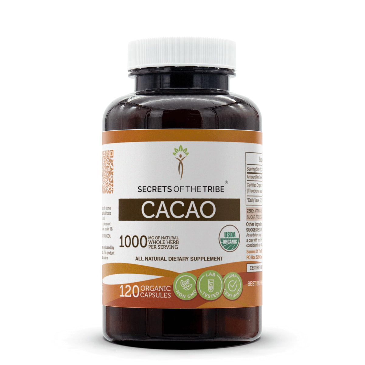 USDA Organic Cacao Capsules, 1000 mg, 120 Count - Raw Dried Theobroma ...