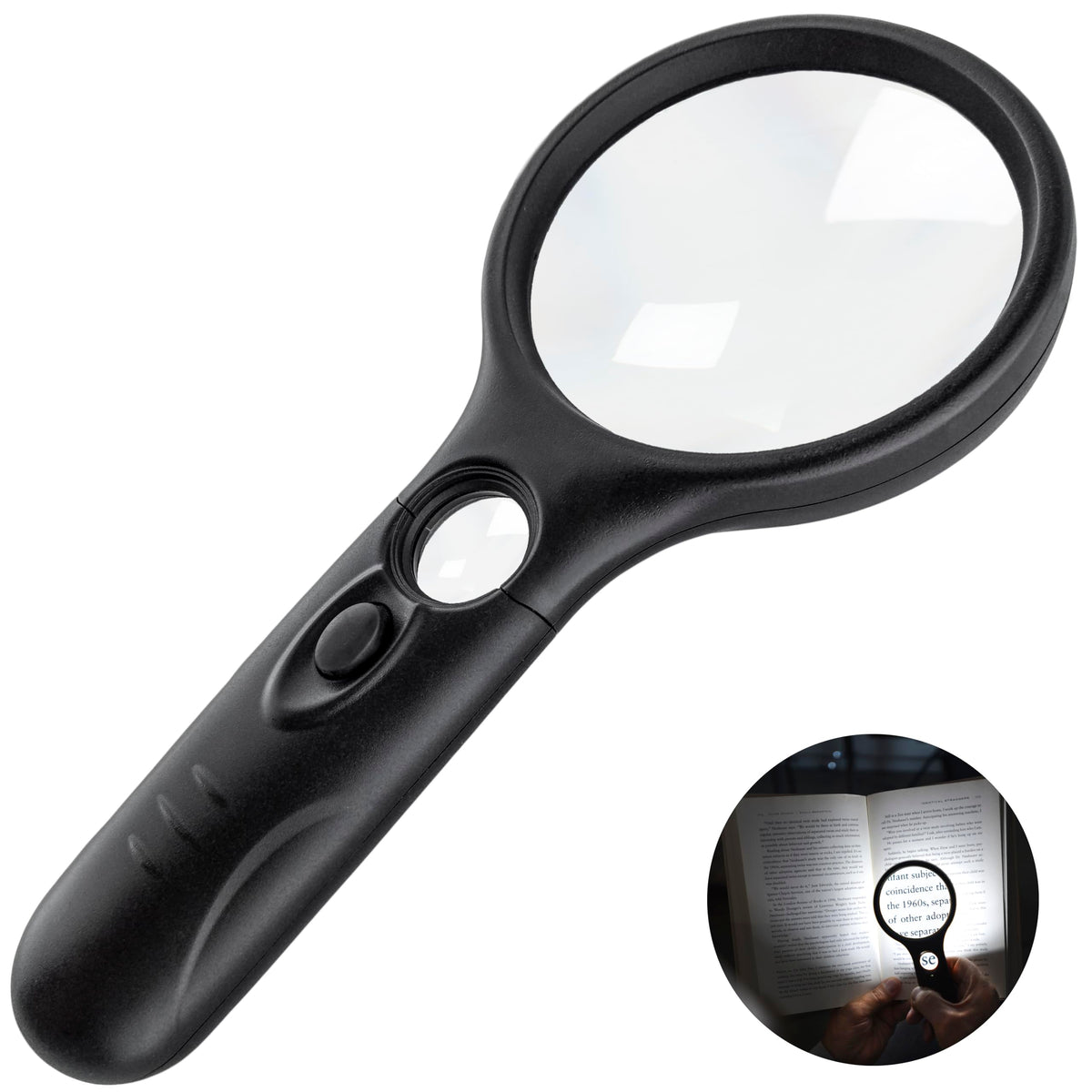 SeeZoom Lighted Magnifying Glass 3X 45x Magnifier Lens - Handheld Magn ...