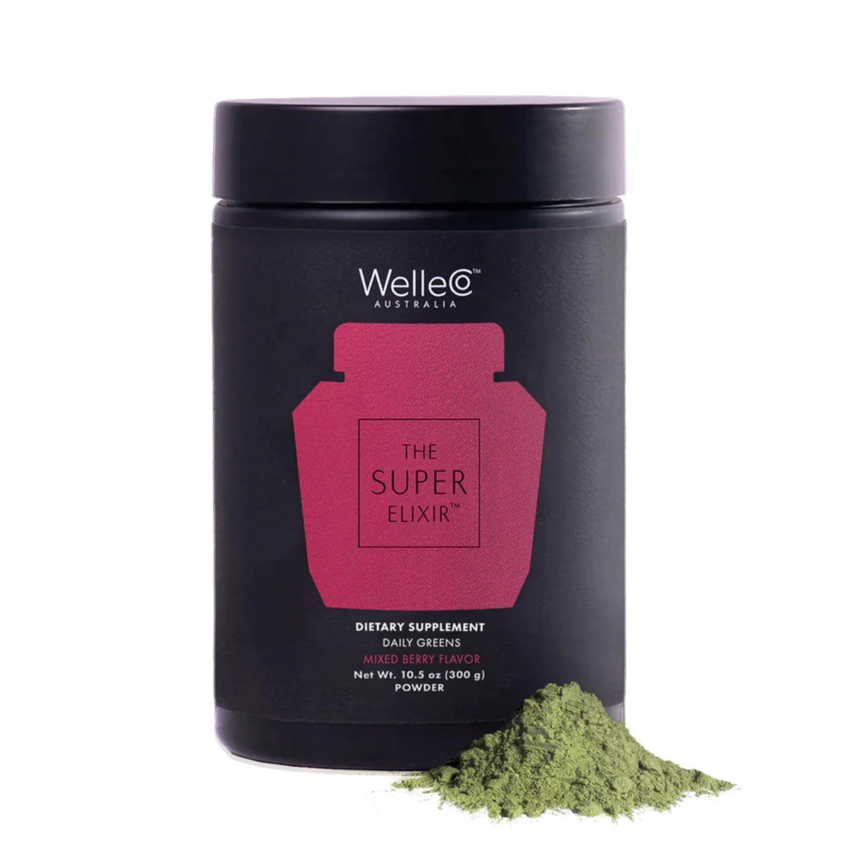 WelleCo The Super Elixir Daily Greens Powder, Probiotic Drink Mix with ...