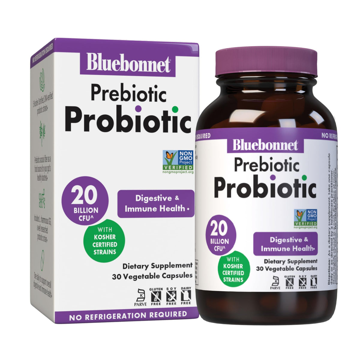 Bluebonnet Nutrition Prebiotic Probiotic 20 Billion CFU Shelf Stable ...