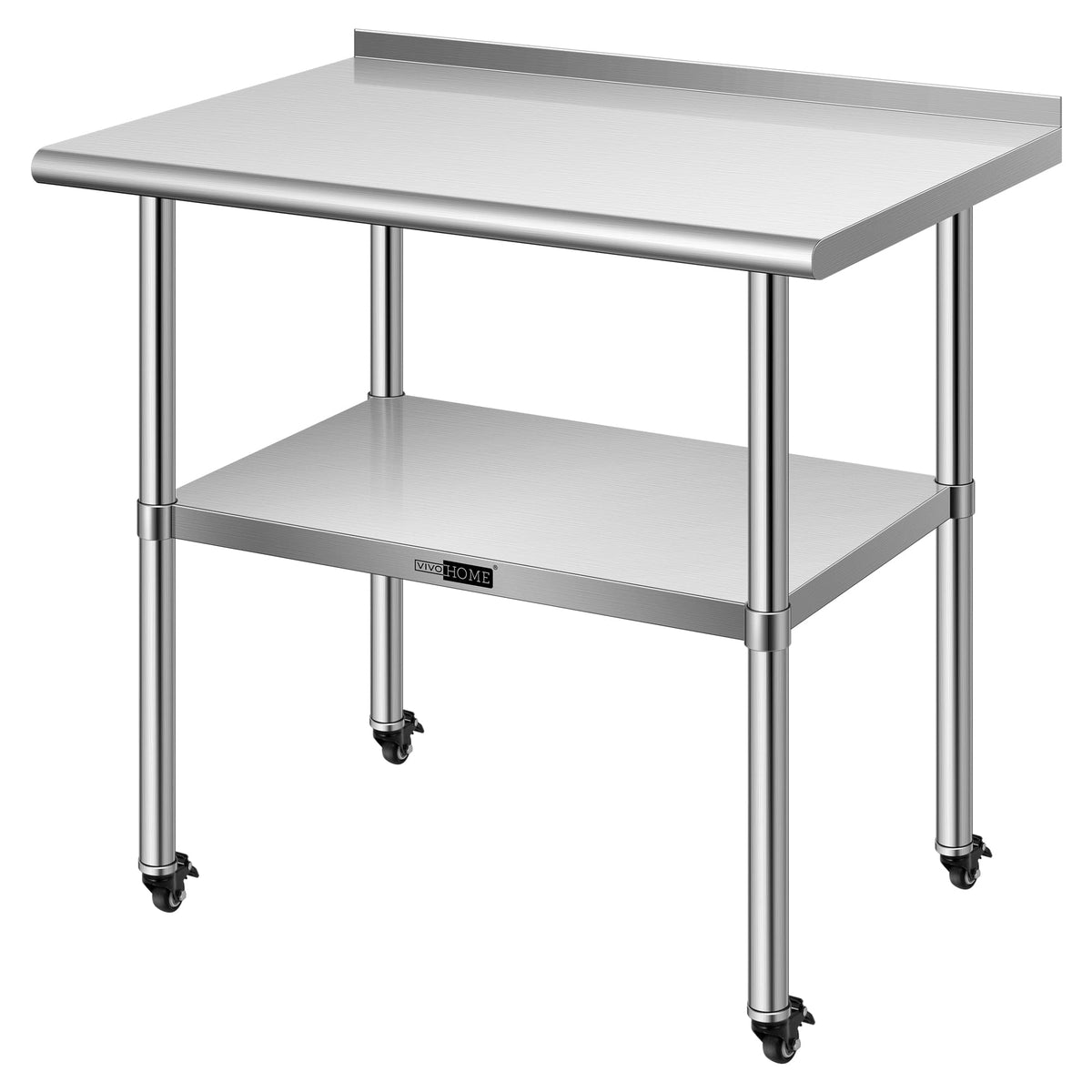 VIVOHOME 24 x 36 Inch Stainless Steel Work Table with Backsplash, Prep ...