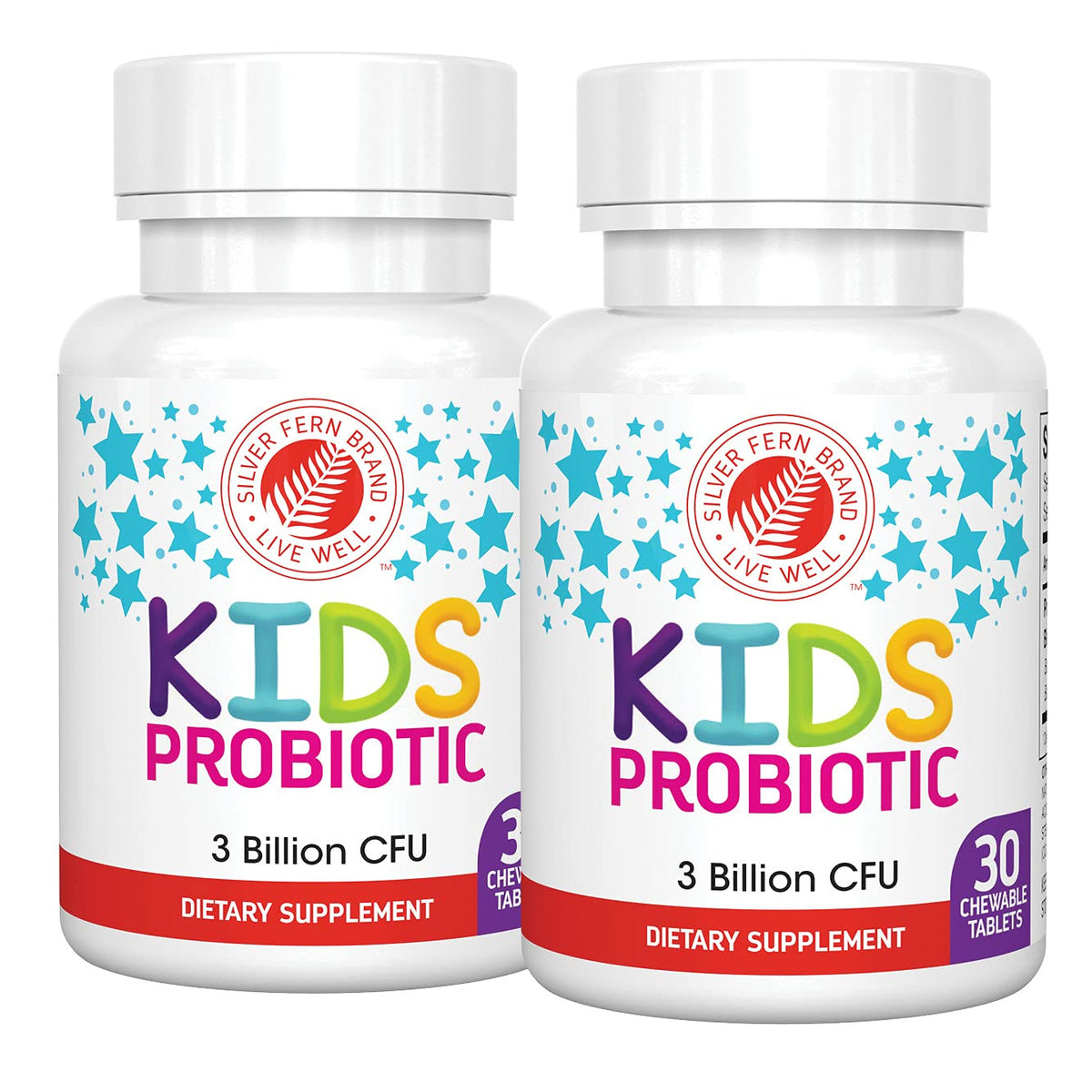 Silver Fern Brand Kids Ultimate Probiotic - 2 Bottles - 30 Chewable Ta ...
