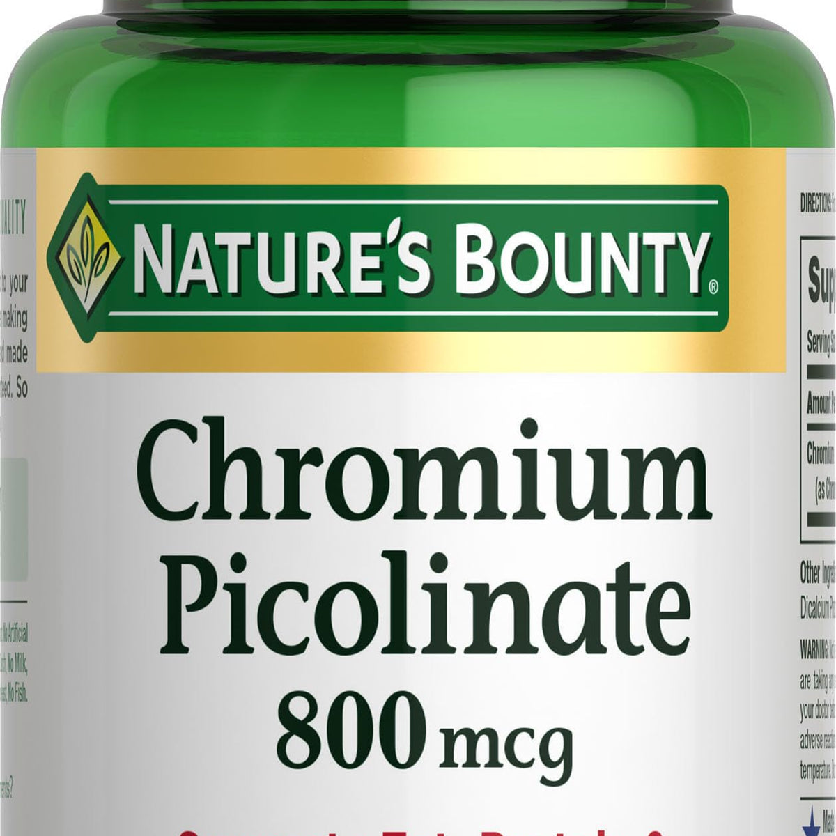 Nature's Bounty Chromium Picolinate, Supports Fat, Protein & Sugar Met ...