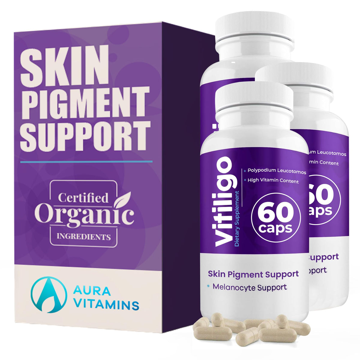 AURA VITAMINS - Vitiligo Capsules 60 Count | 1 Month | Improve Skin Pi ...