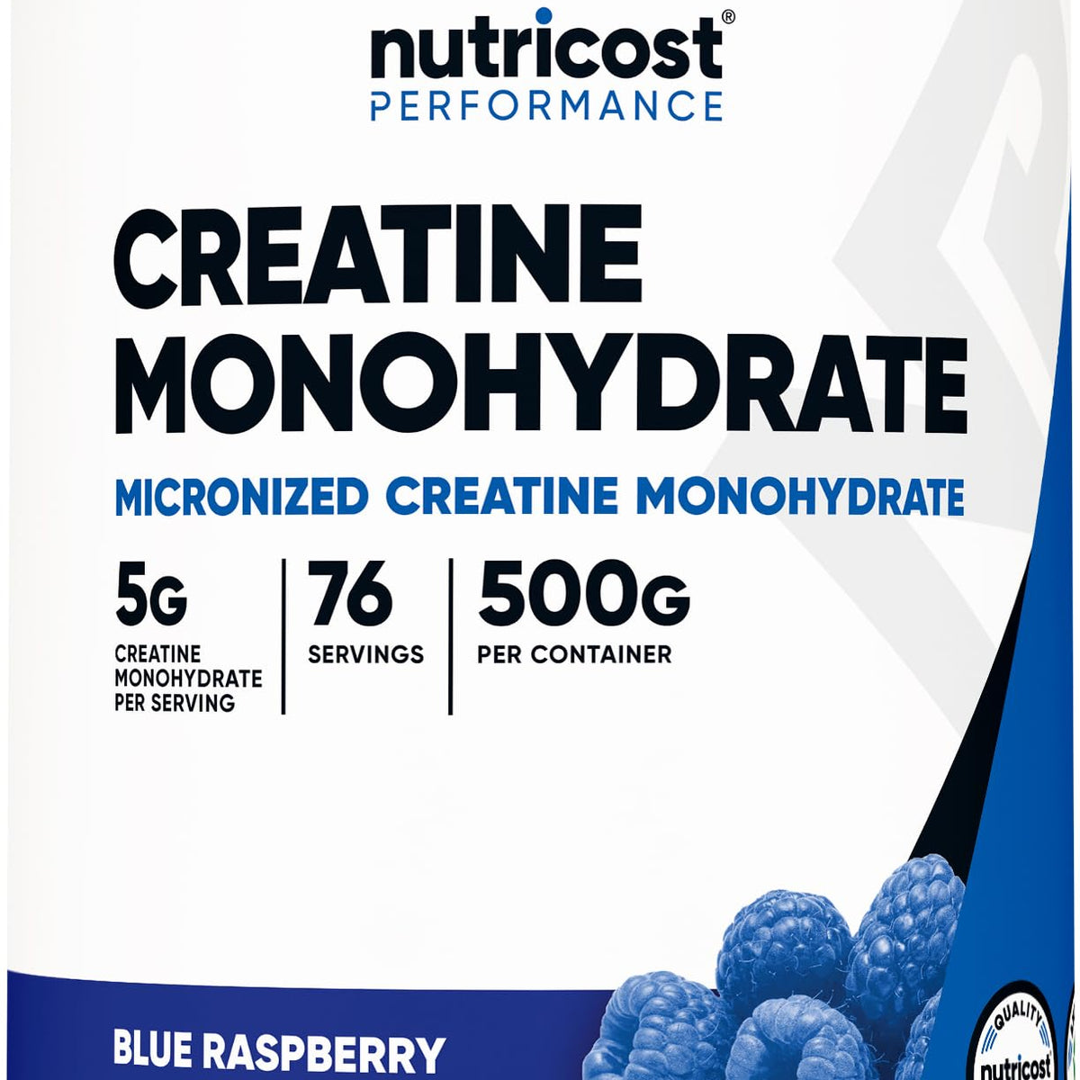 Nutricost Creatine Monohydrate Powder (Blue Raspberry), 500 Grams (1.1 ...