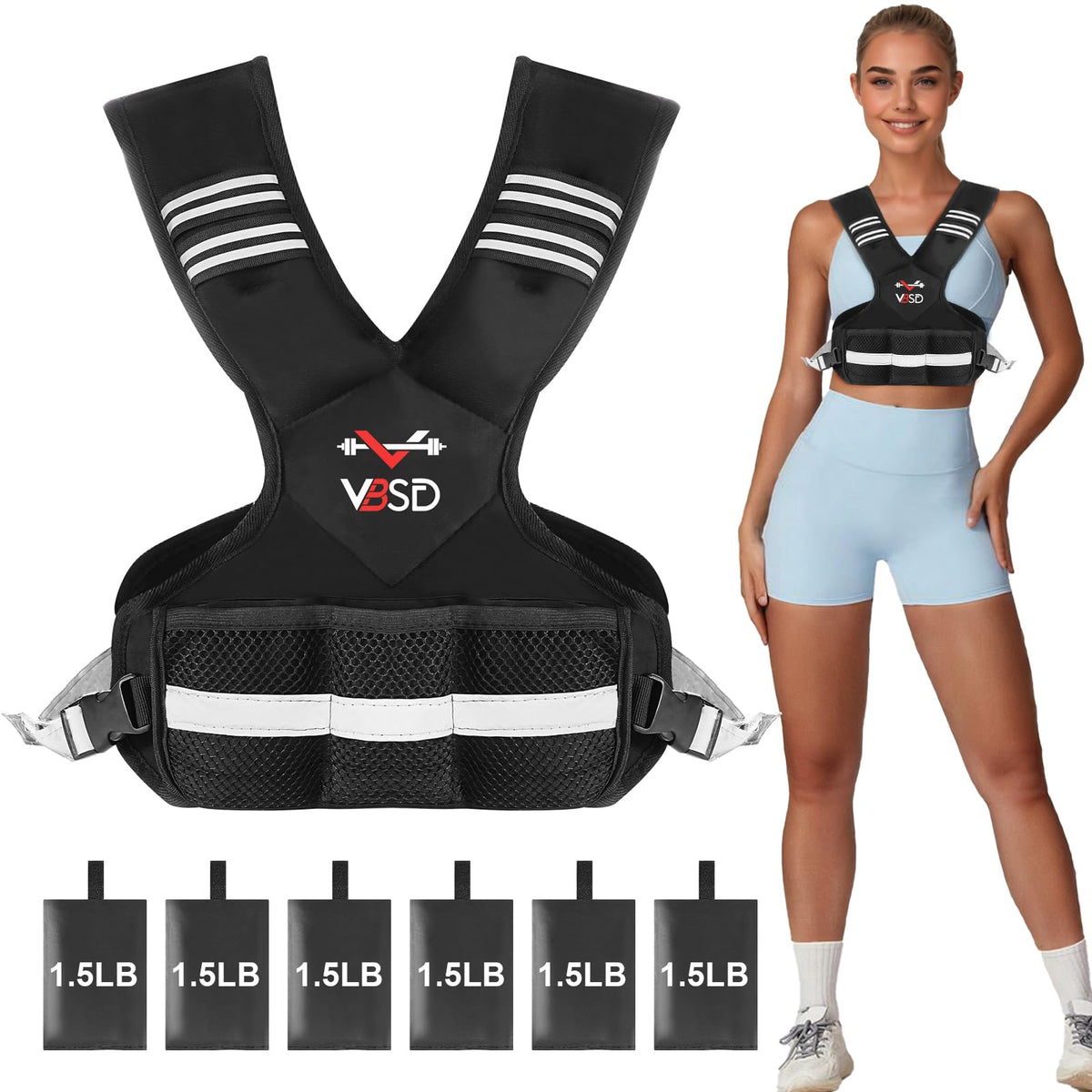 VBSD Adjustable Weighted Vest for Men Women, 11-20lb Vest with 6 Irons ...