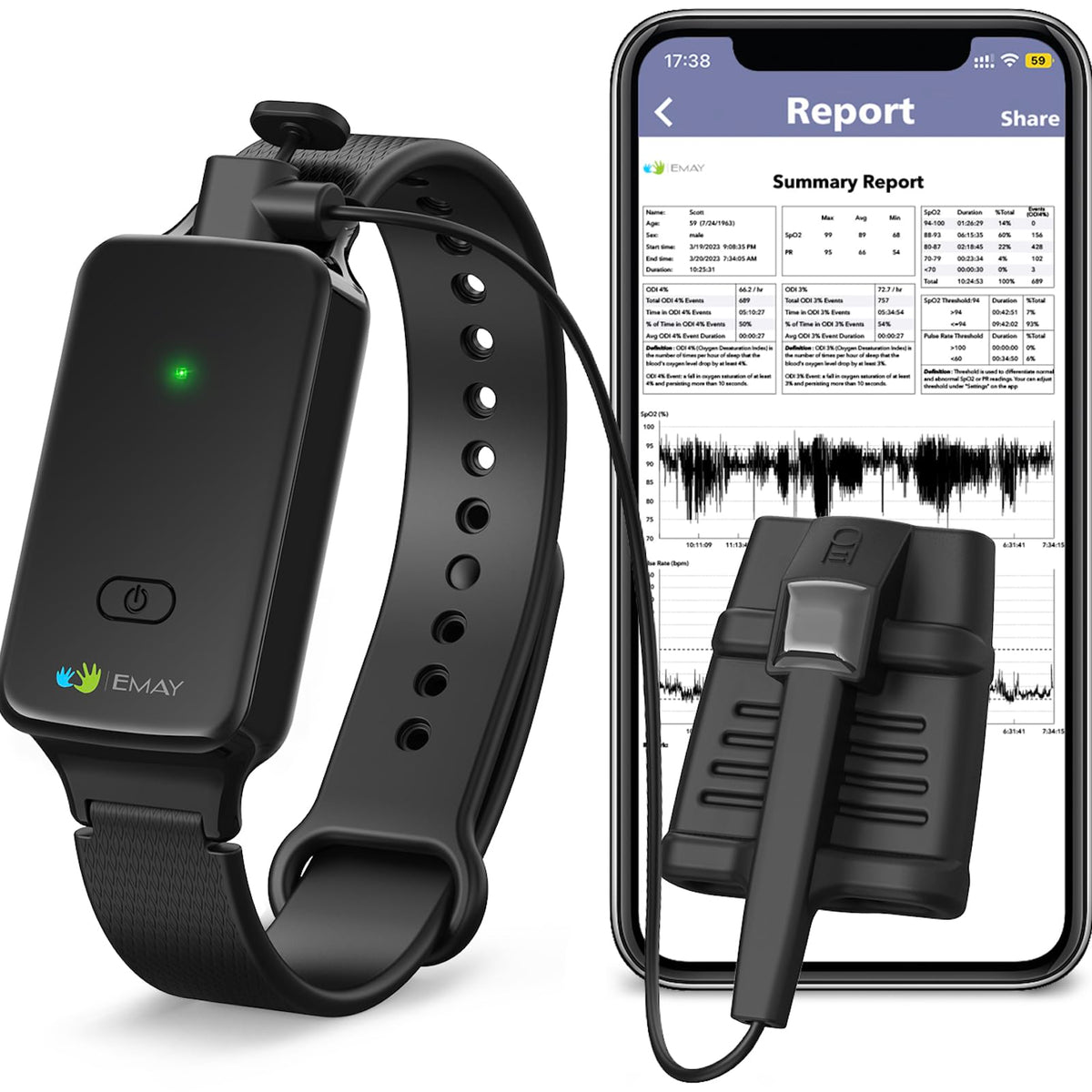 SleepO2 Wrist Recording Pulse Oximeter by EMAY | Continuous Pulse Oxim ...