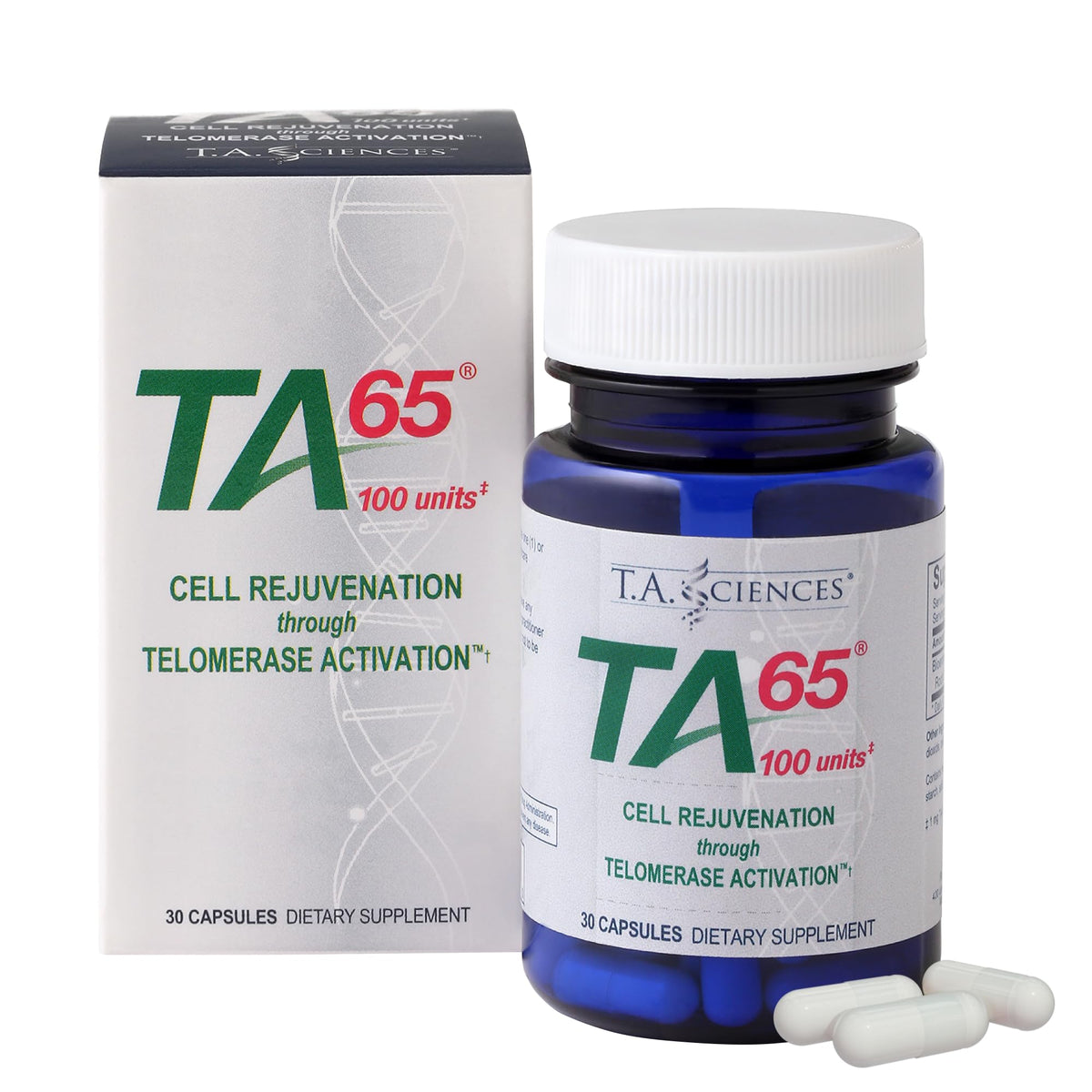 T.A. Sciences Telomerase Activation Supplement - 100 Units TA 65 MD, 3 ...