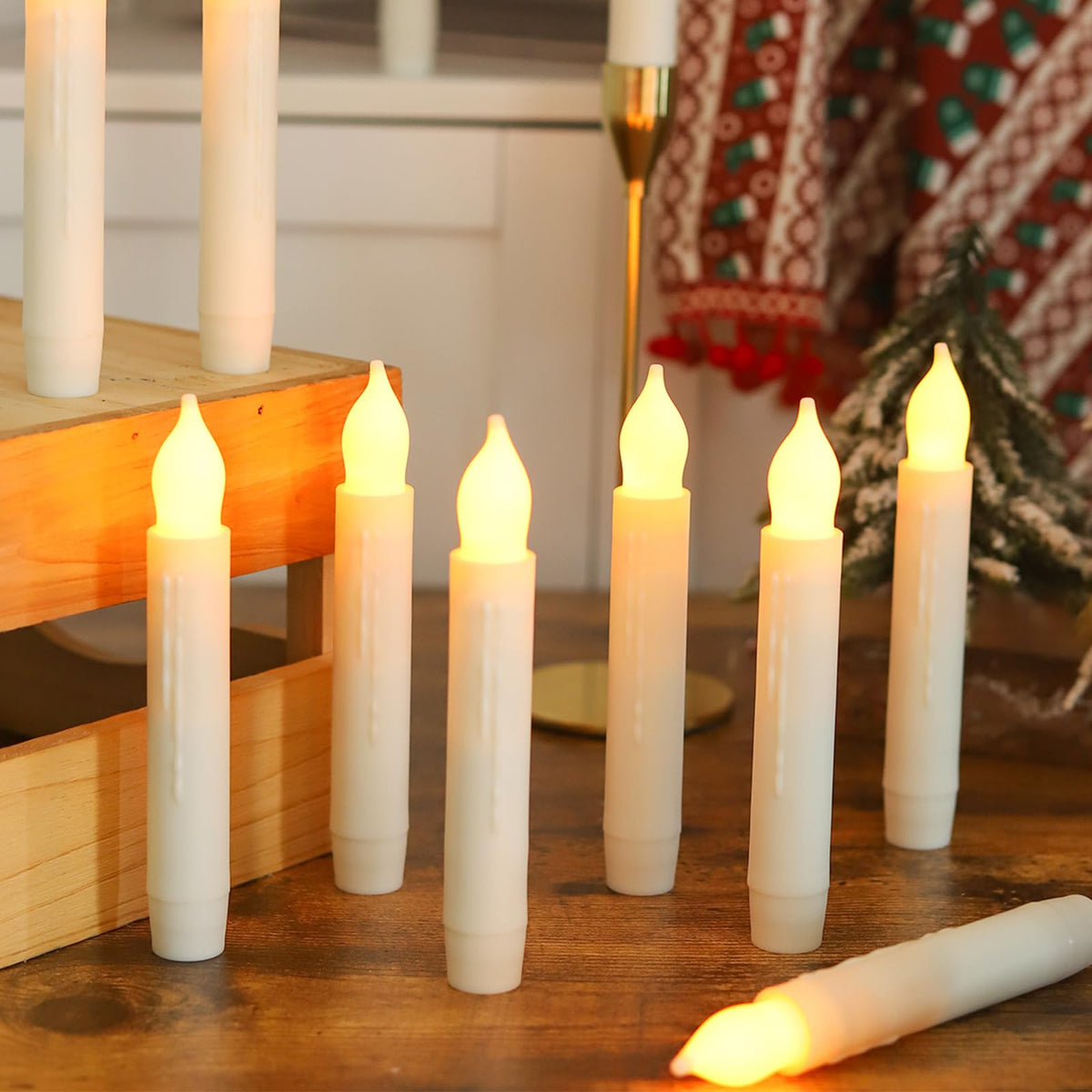 MUMCHASI 24 Packs Flameless Taper Candles Battery Operated Candlestick ...