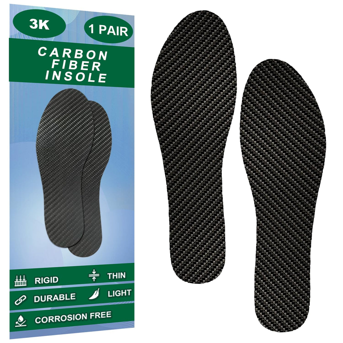Carbon Fiber Insoles, Rigid Carbon Fiber Shoe Insert 1Pair for Pain Re ...