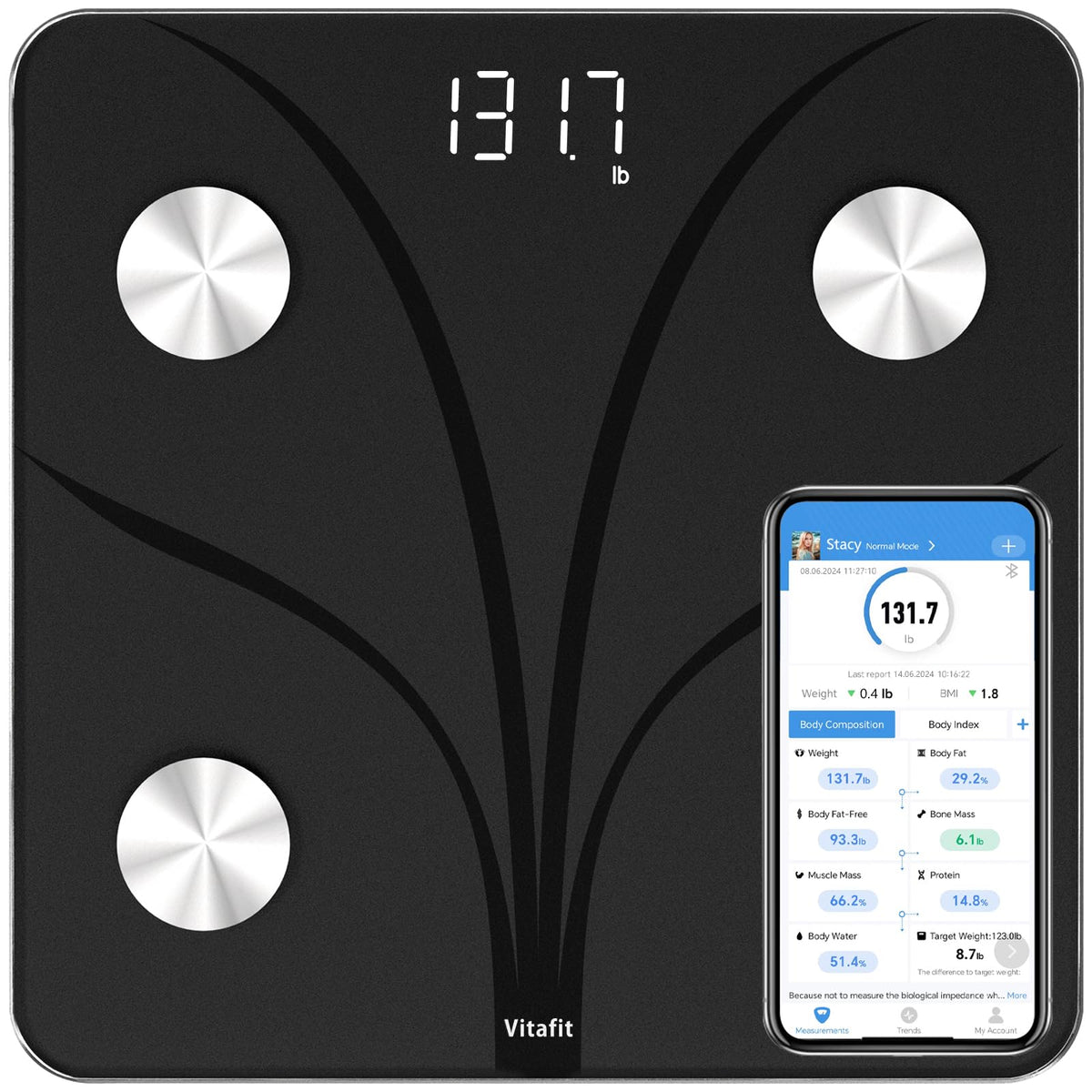 Vitafit Smart Bathroom Scale Body Weight, High Accuracy Assured by Wei ...