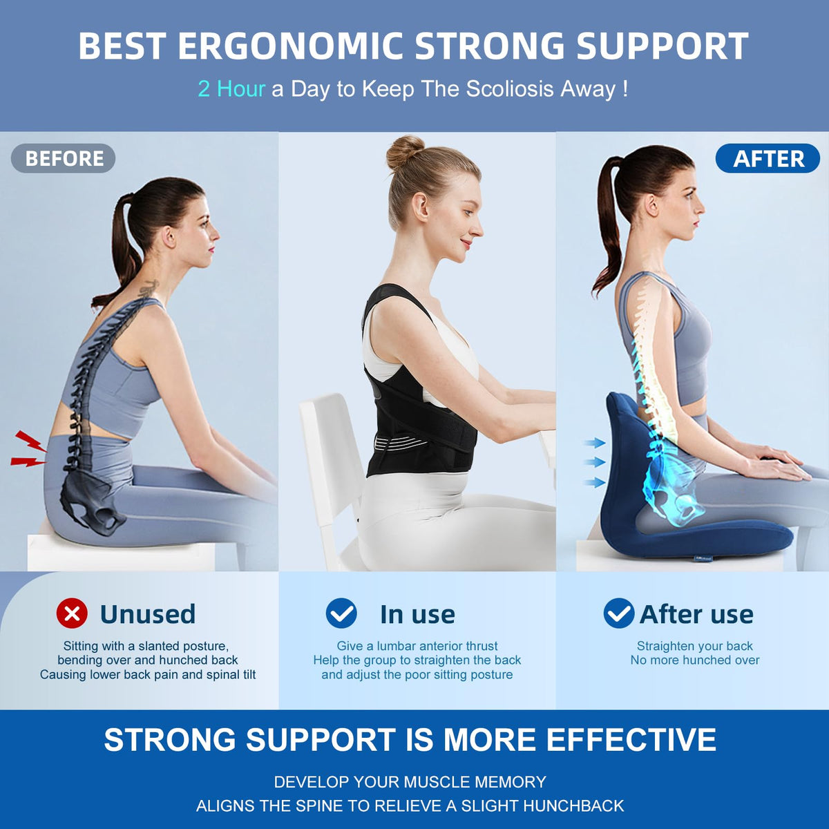 Back Brace Posture Corrector for Women and Men, Upgraded Full Back Bra ...