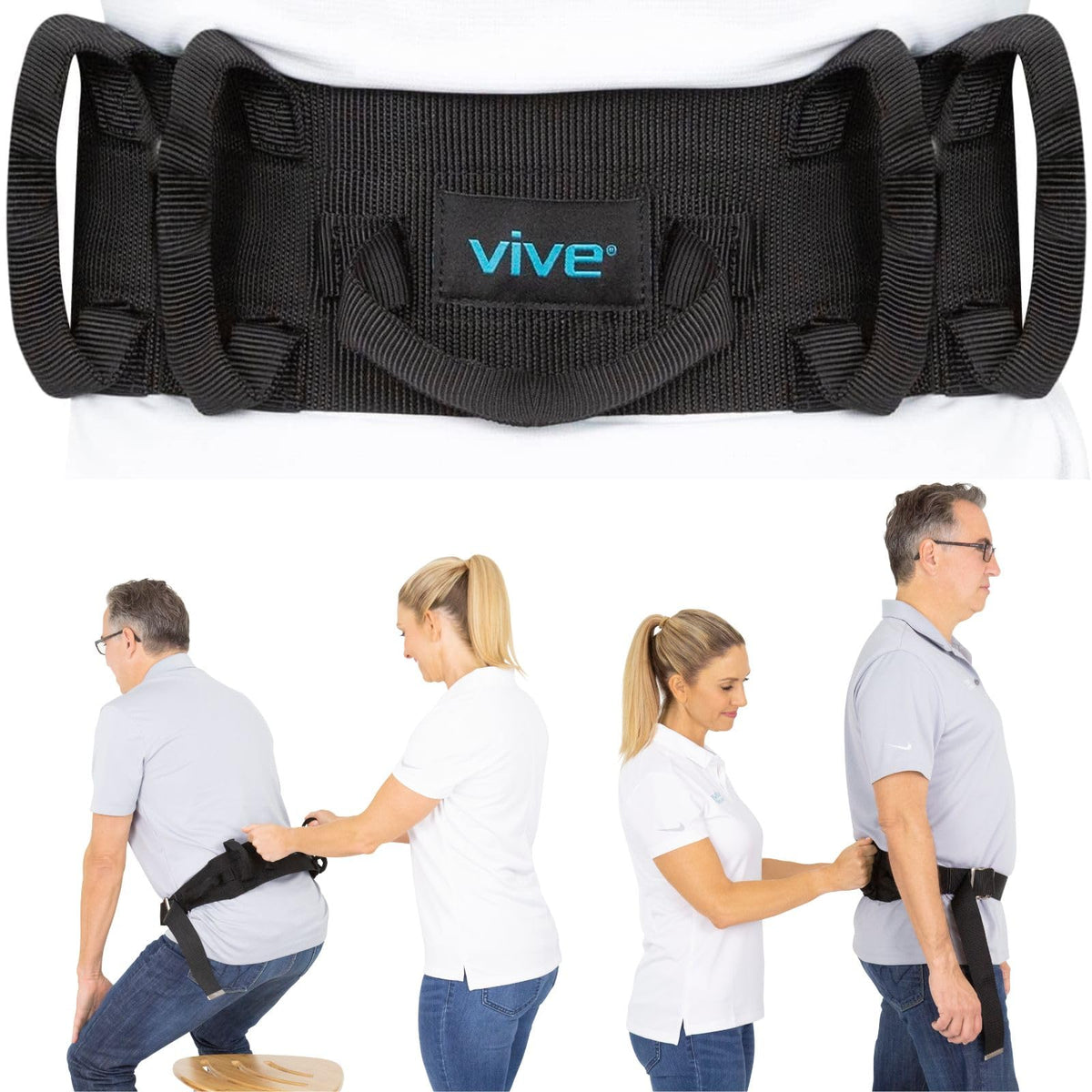 Vive Gait Belt (300lbs) Transfer Belt with Handles - Medical Nursing S ...