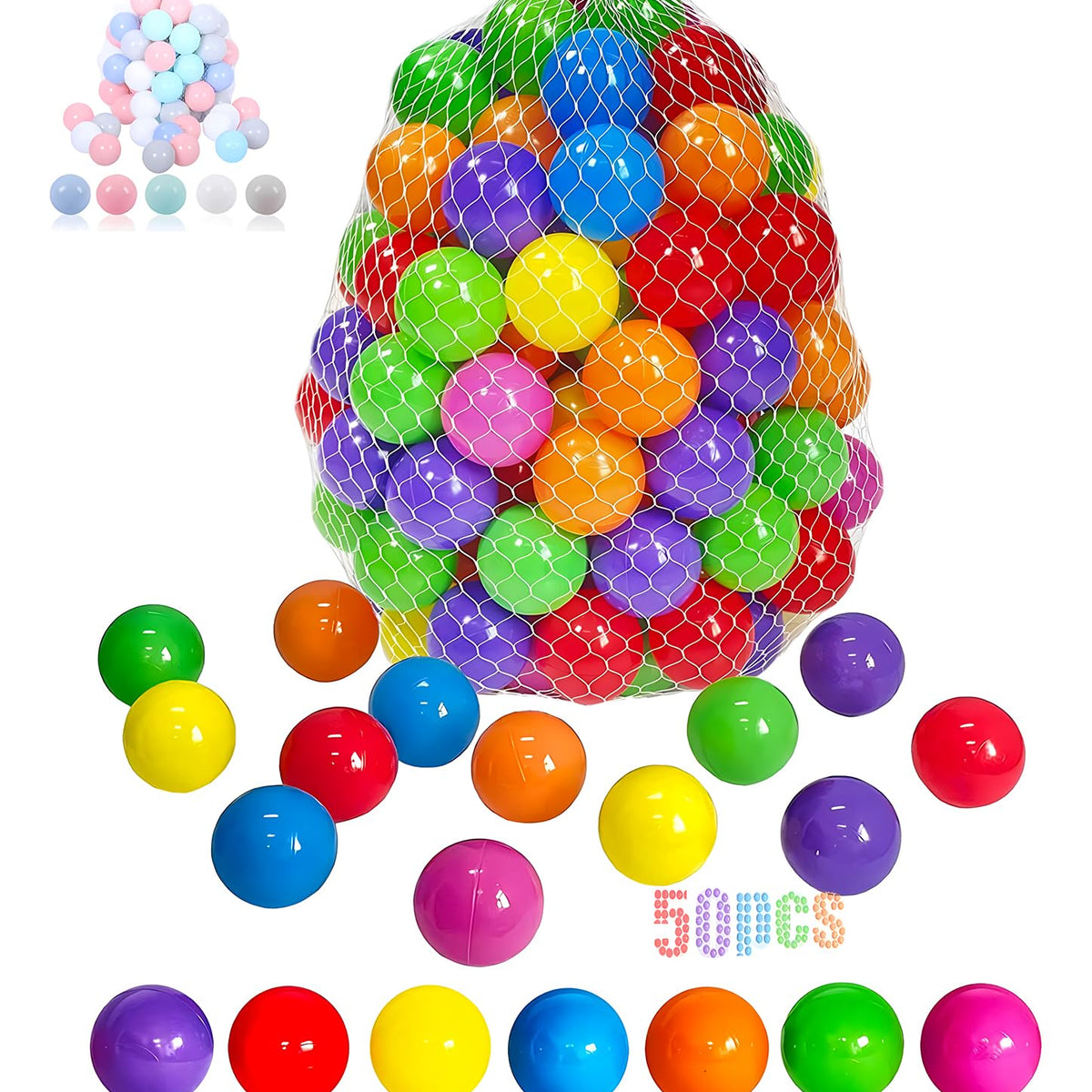 LANGXUN 50 100 200 Balls Soft Plastic Ball Pit Balls for Kids, Gift fo ...