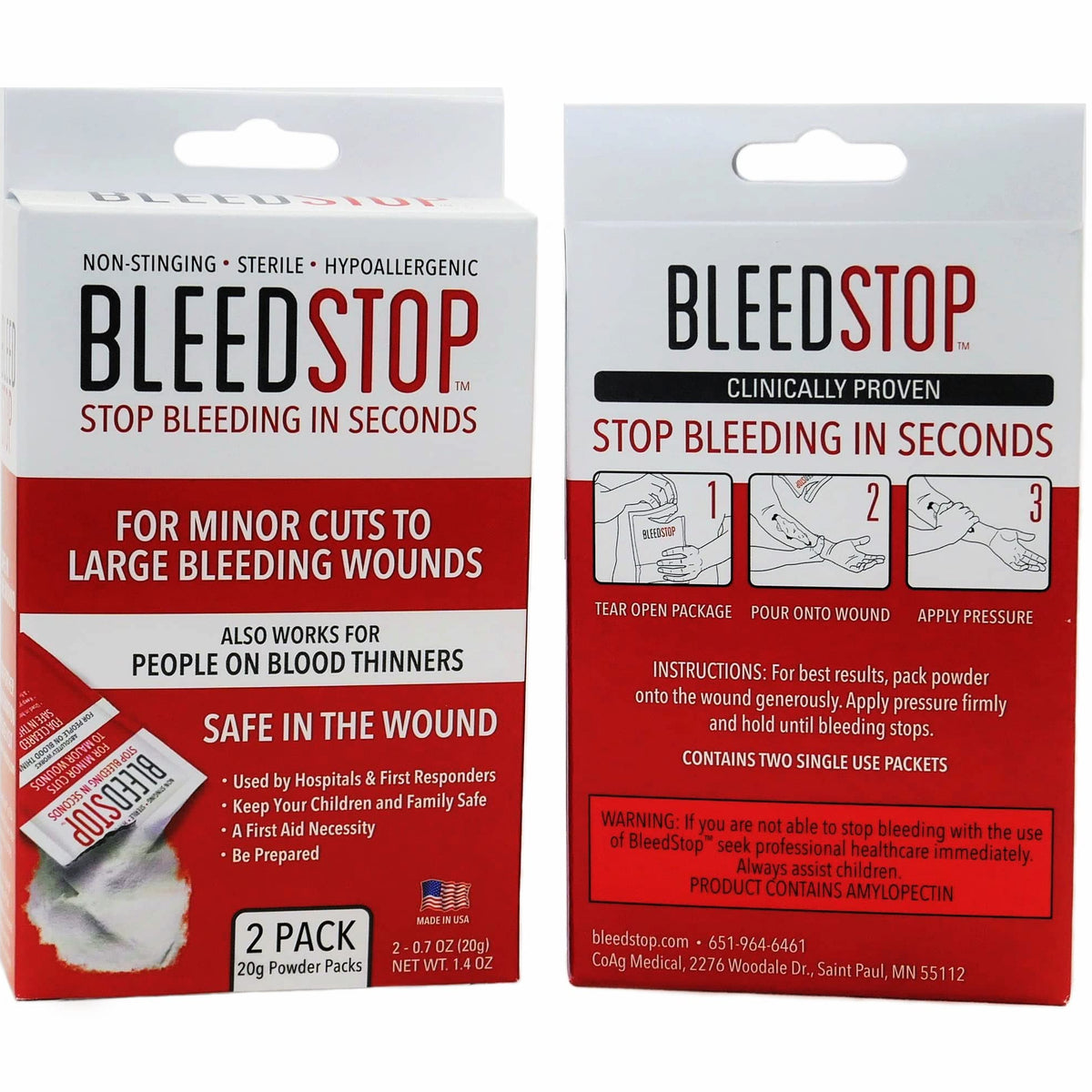 BleedStop™ First Aid Powder for Blood Clotting, Trauma Kit, Blood Thin ...