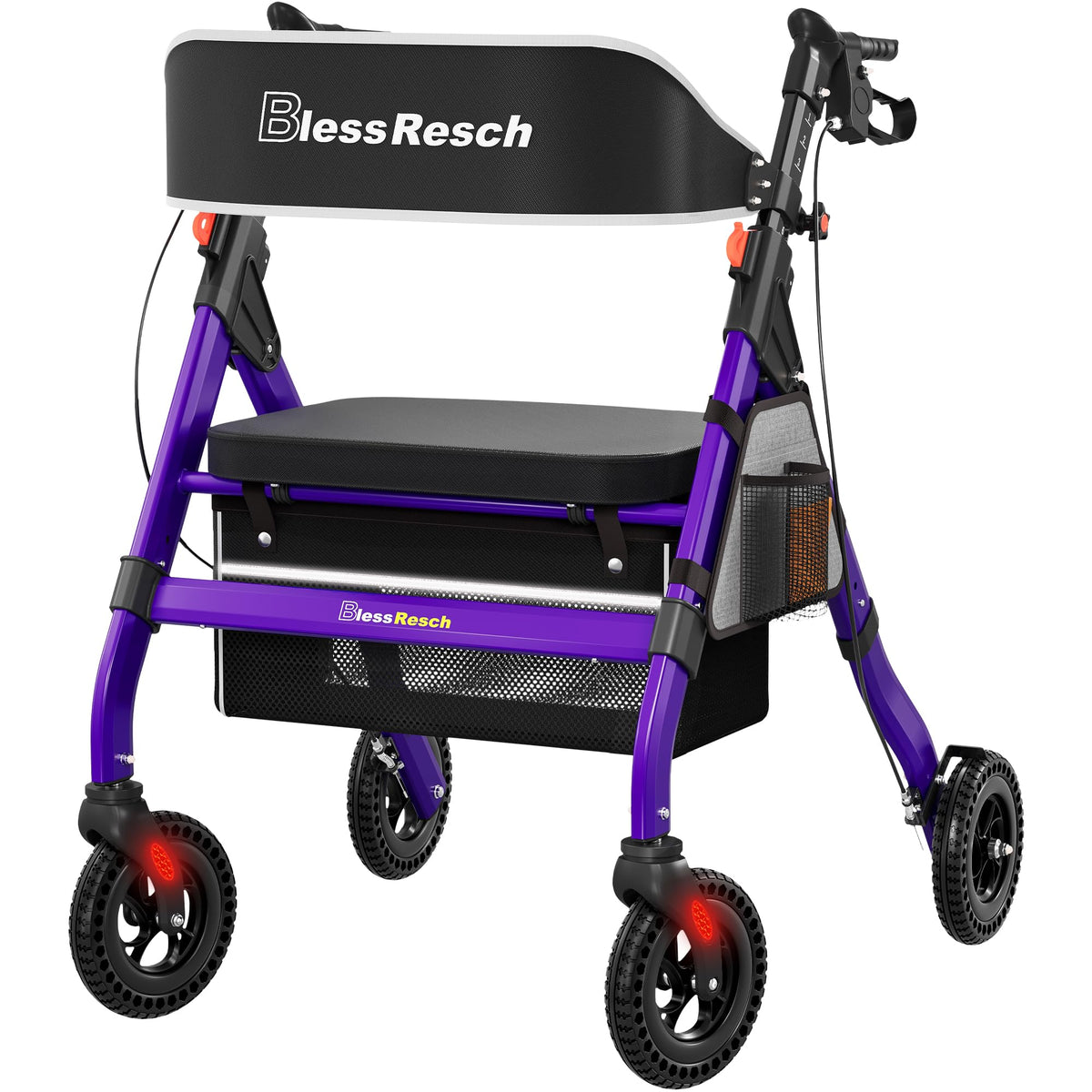 BlessReach Foldable Rollator Walkers with Seat for Seniors, 450 lb Cap ...
