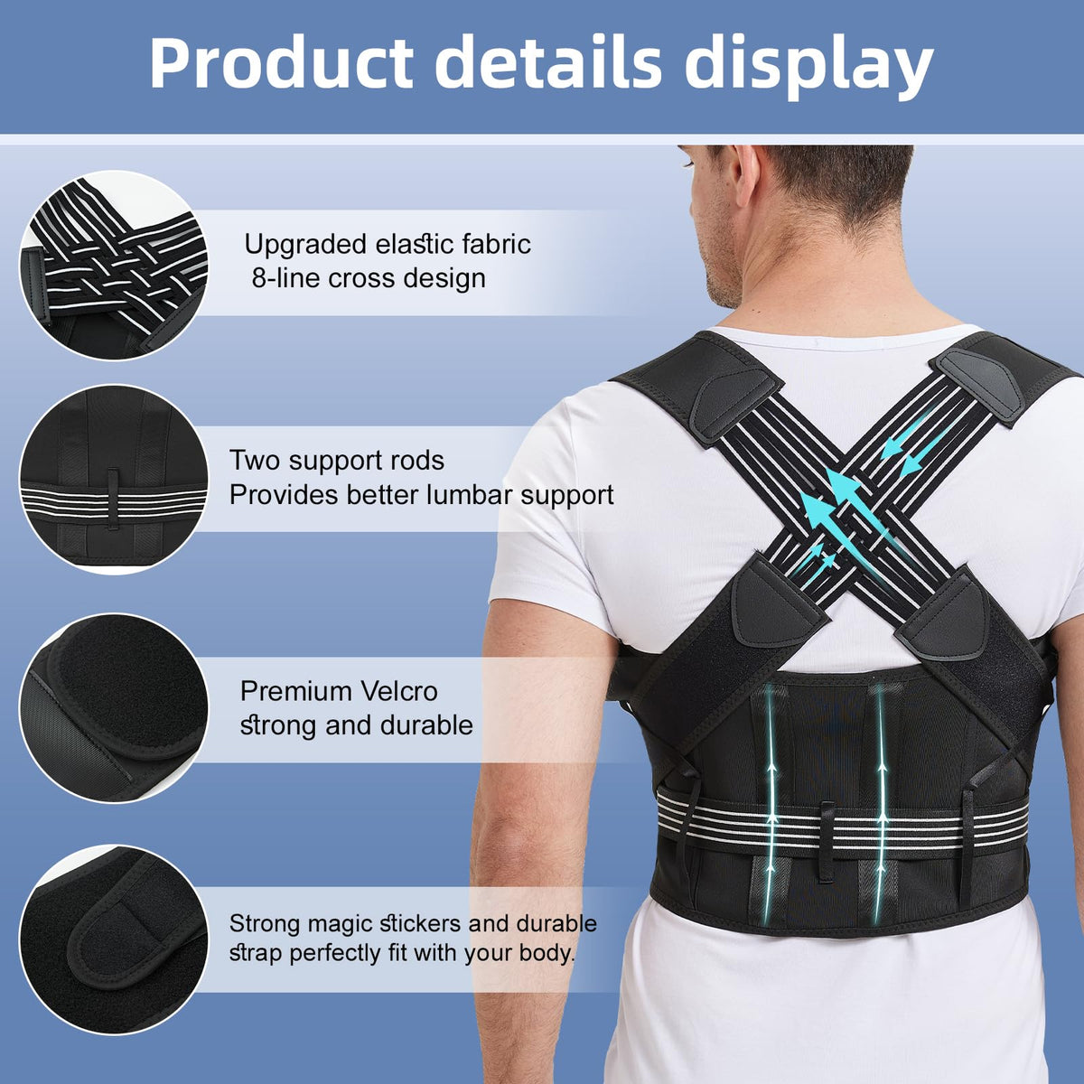 Back Brace Posture Corrector for Women and Men, Upgraded Full Back Bra ...