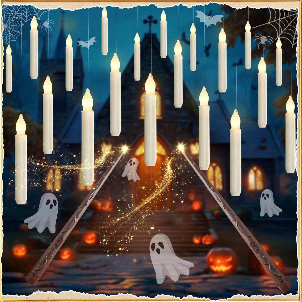 Homemory Hanging 20 Pcs Floating Candles with 2 Wand Remote and String ...