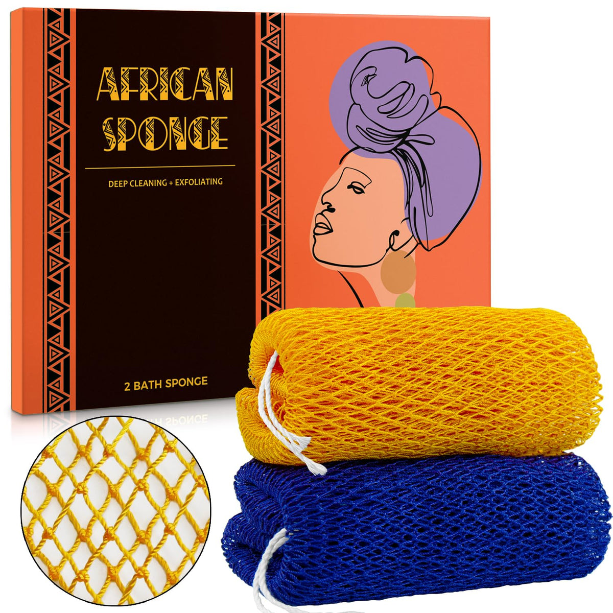 African Net Sponge Authentic - 2 Pieces Real African Exfoliating Spong ...