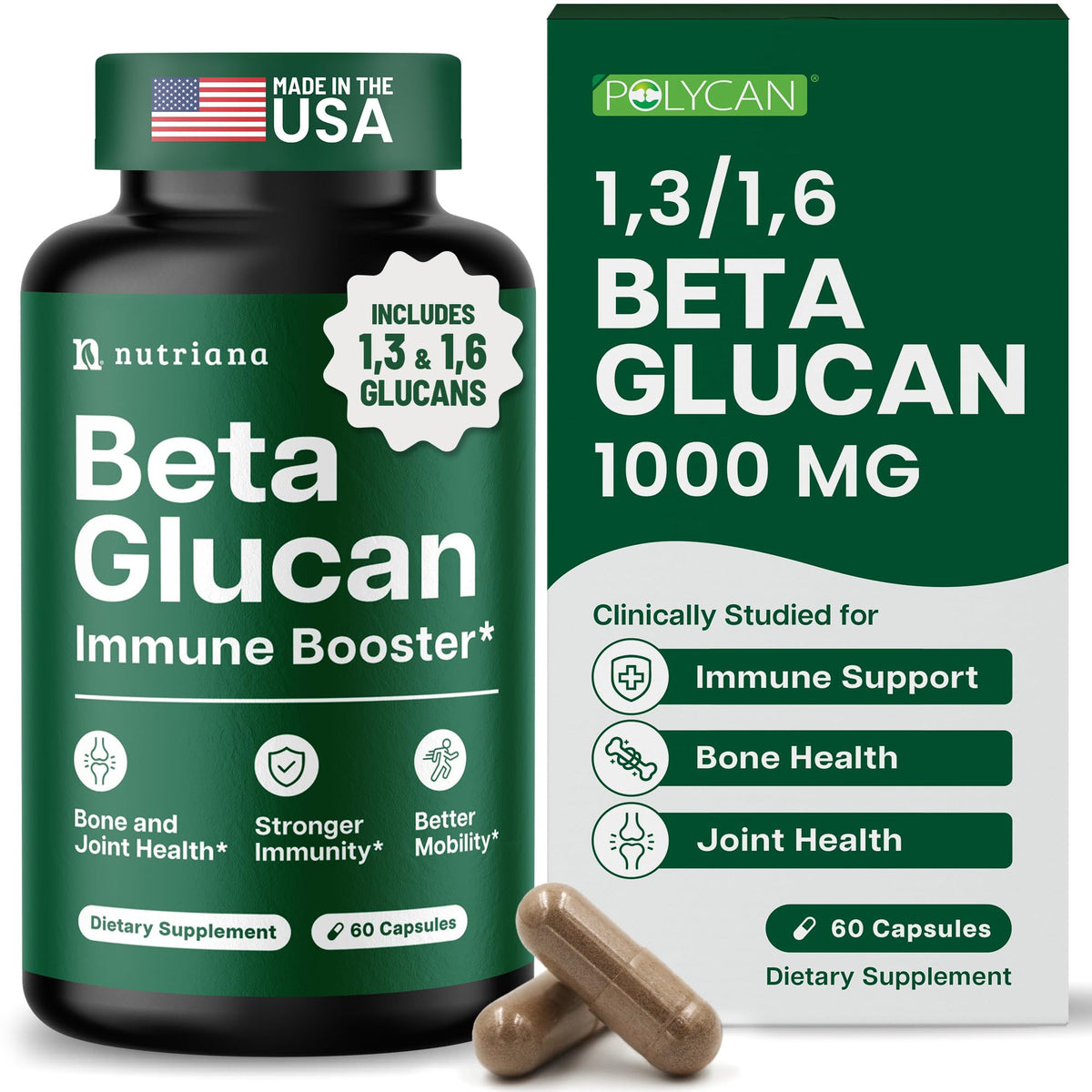 Beta Glucan Supplements 1000mg – 1,3/1,6D Beta Glucan Capsules for Imm ...
