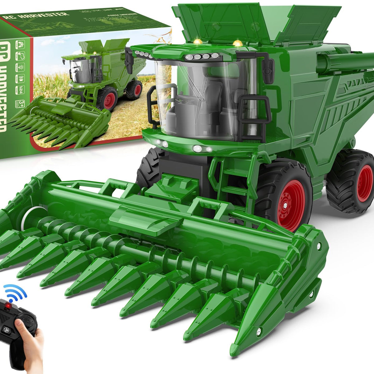 Remote Control Combine Harvester Tractor Toy with Corn Head, RC Tracto ...