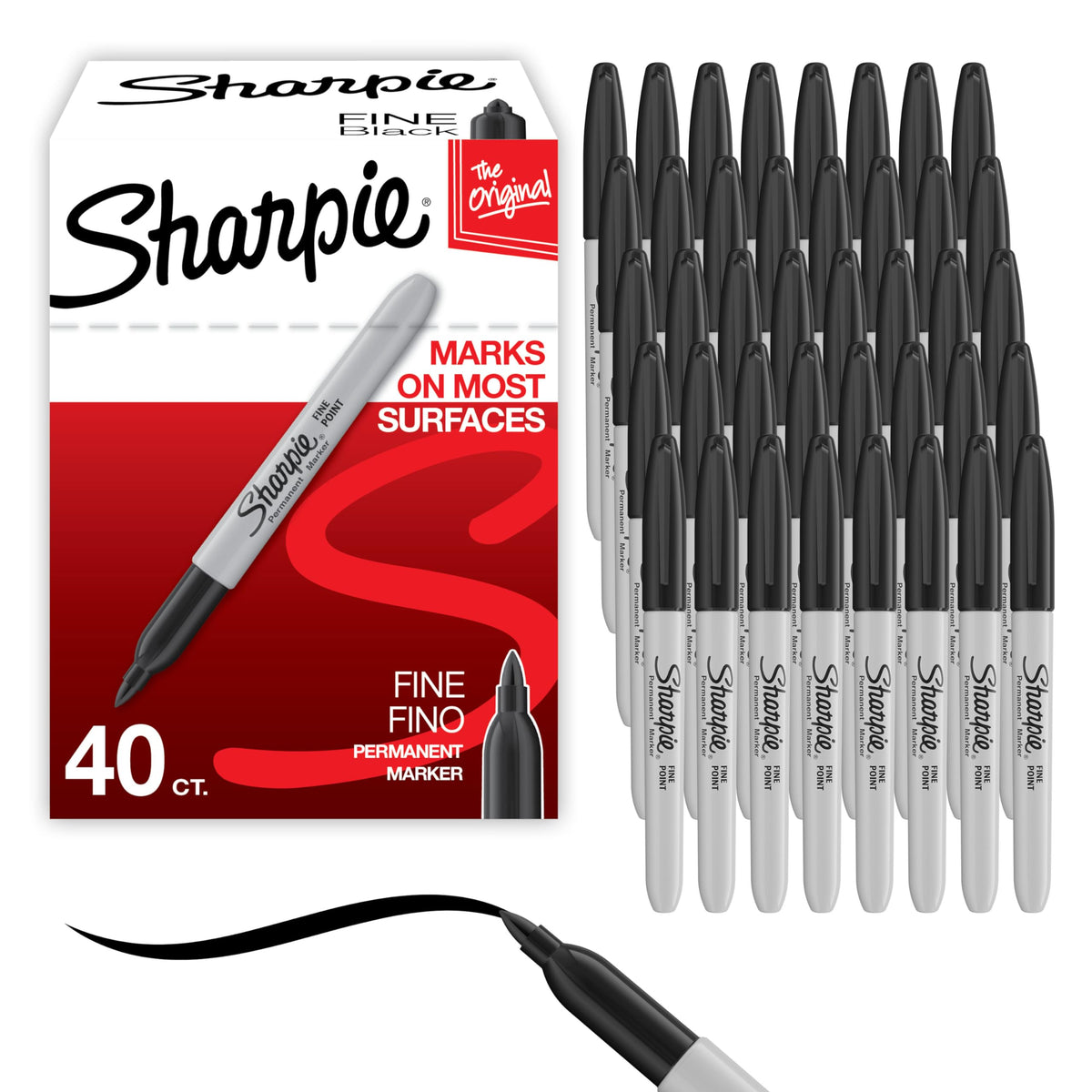 Sharpie Permanent Markers, Fine Point, Black, 40 Count – Under Yours
