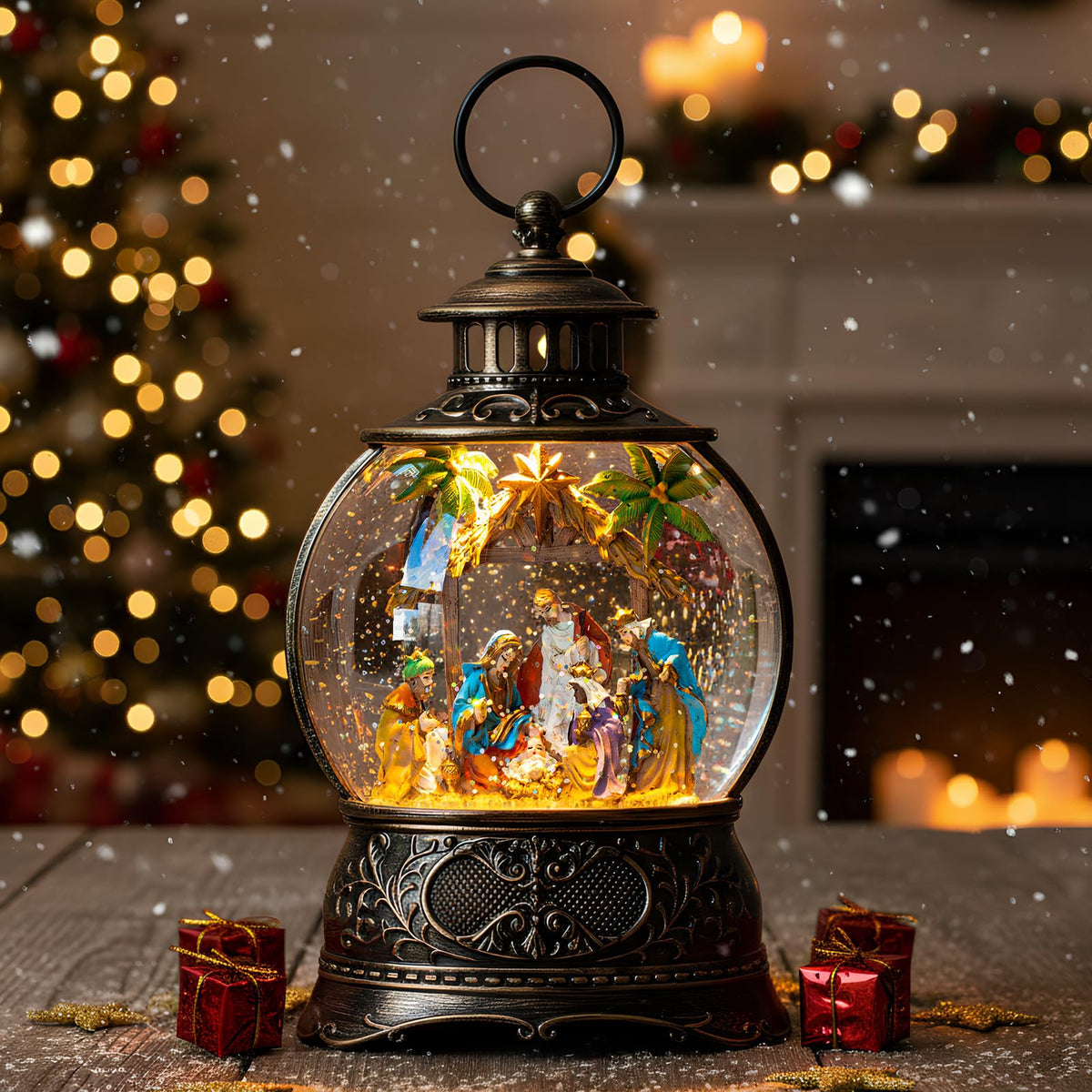 Christmas Snow Globes, Adoration of The Magi Nativity Manger Scene, Si ...