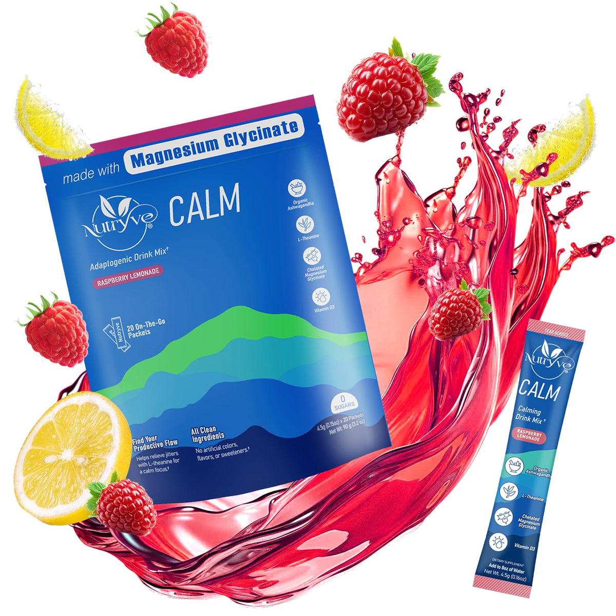 Nutryve Calm Adaptogenic Relaxation Drink Mix – Raspberry Lemonade wit ...