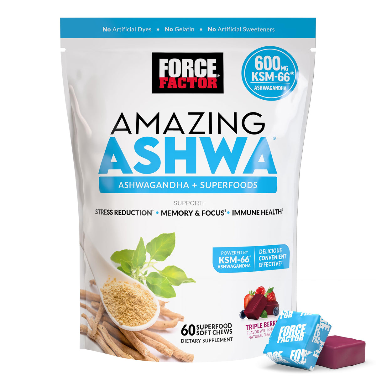 Force Factor Amazing Ashwa for Stress Relief, Memory, Focus, and Immun ...