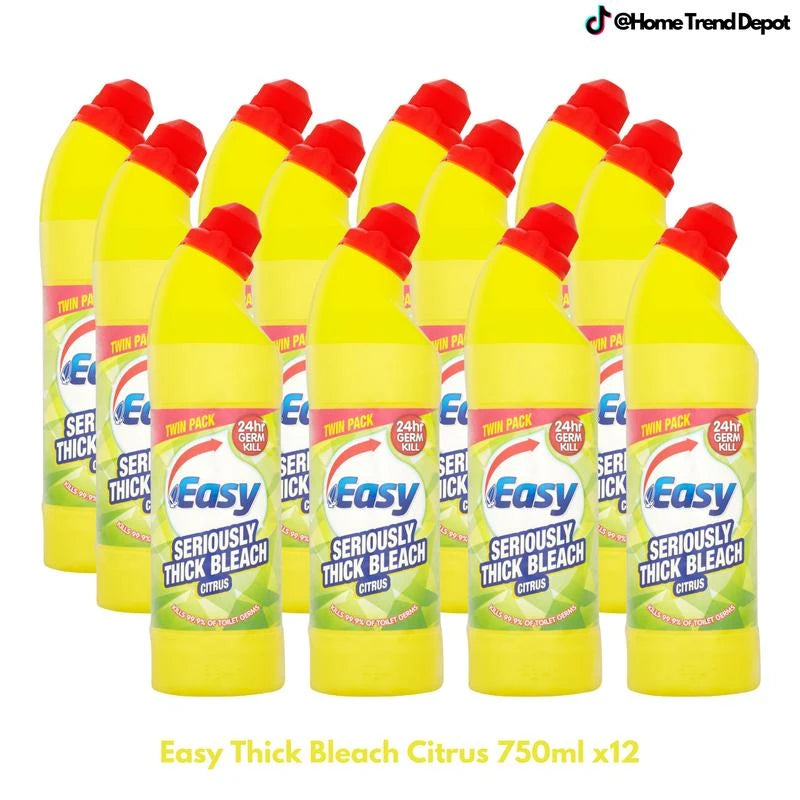 Easy Seriously Thick Bleach Citrus -750ml, (Case of 12) Extended Germ ...