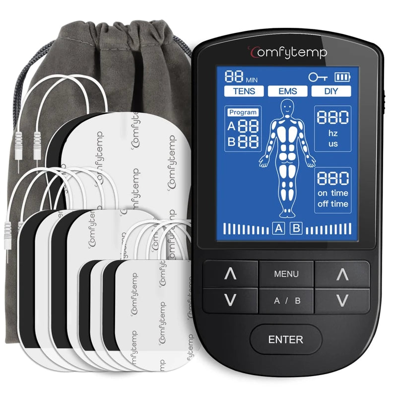 Comfytemp 3-IN-1 TENS Machine for Pain Relief, Dual Channel EMS Muscle ...